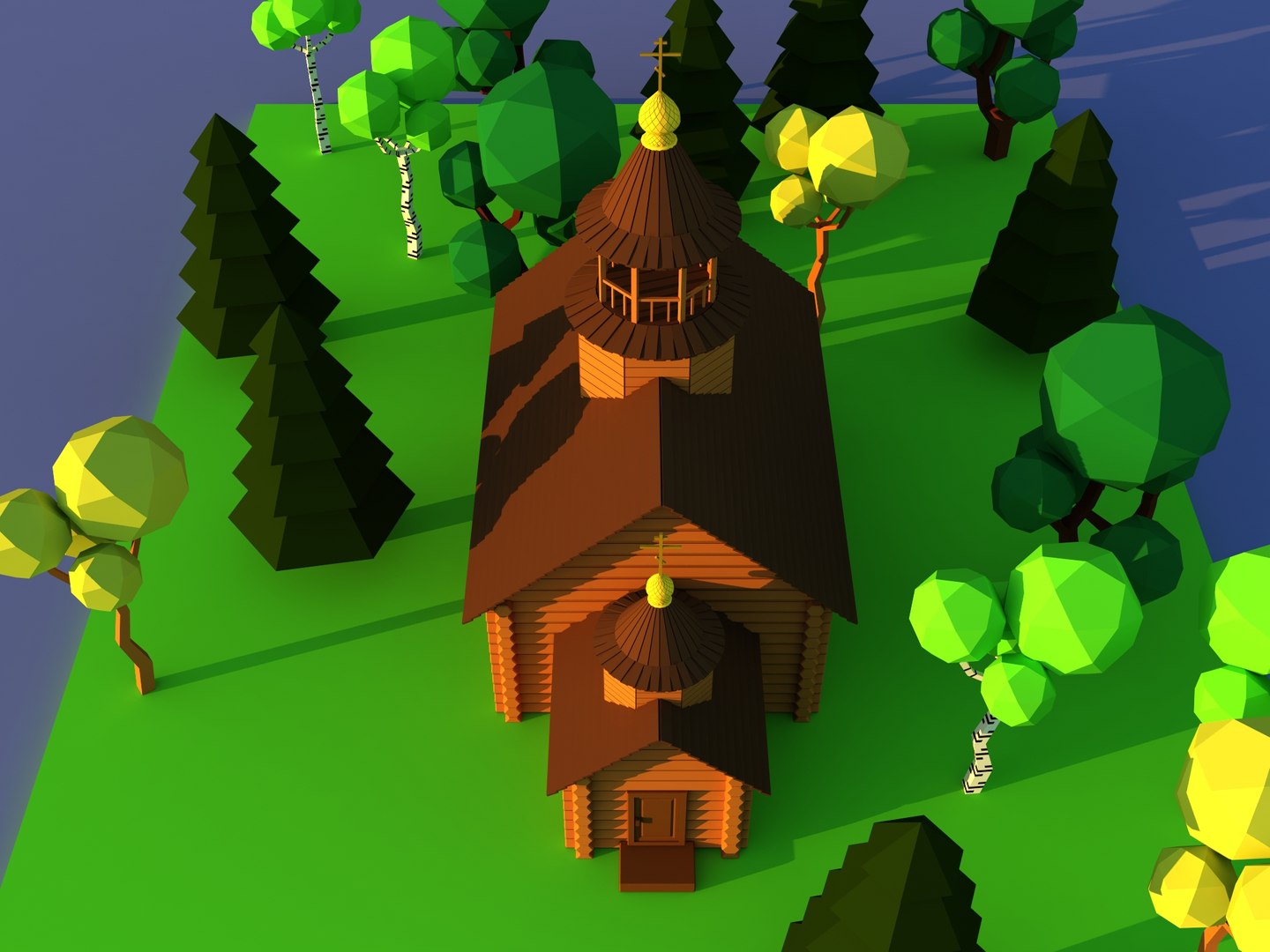 3D Cute Cartoon Wooden Village Church Low Poly Model - TurboSquid 1967333
