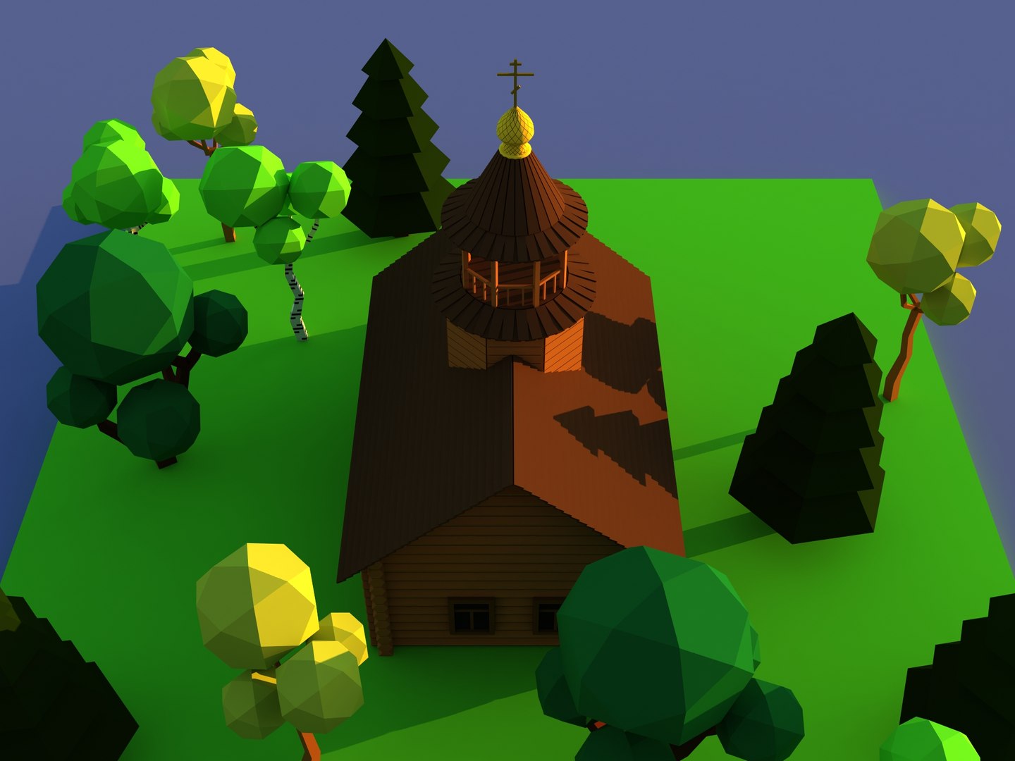3D Cute Cartoon Wooden Village Church Low Poly Model - TurboSquid 1967333