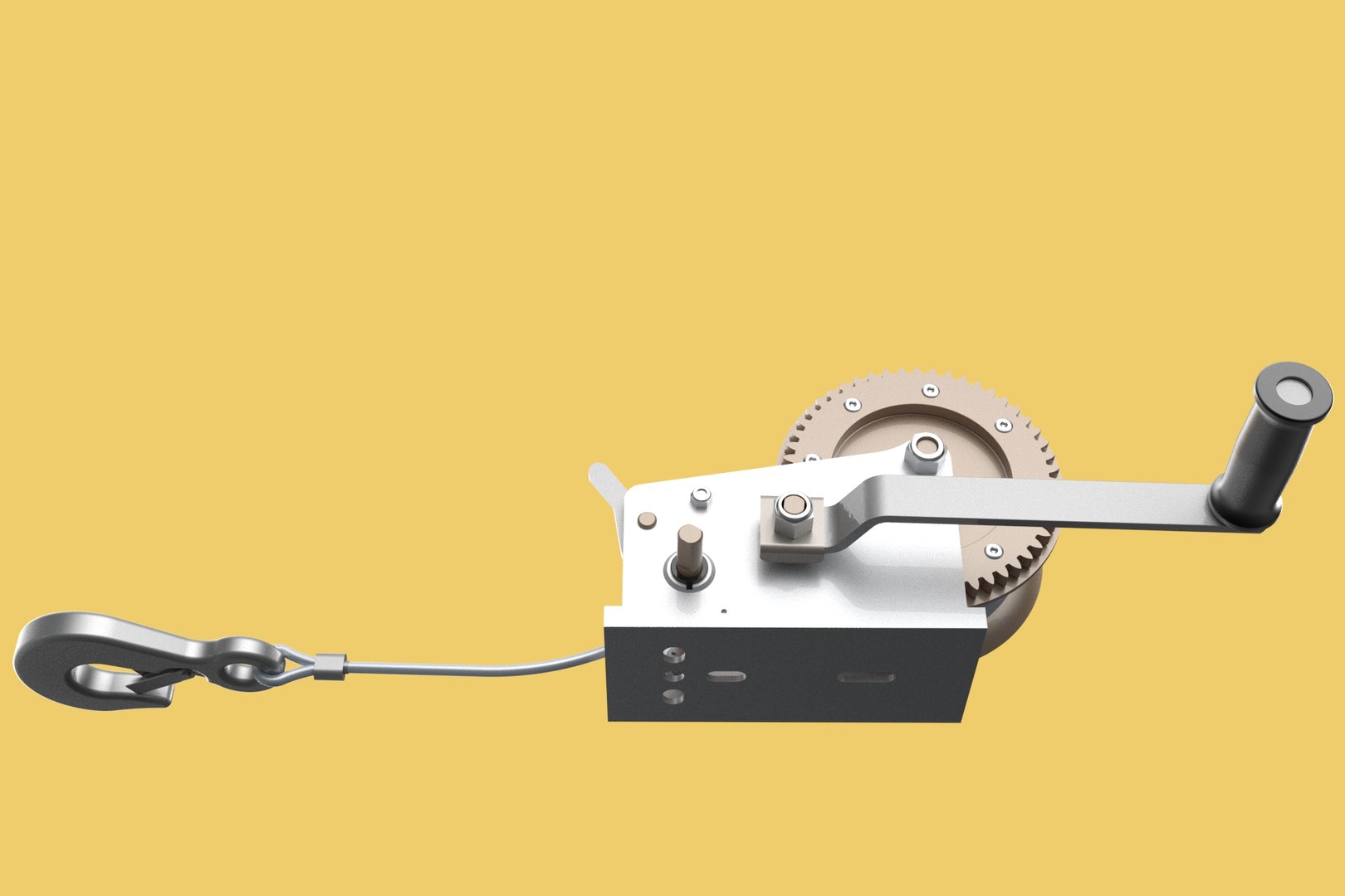 MANUAL ROTARY HAND CRANK WINCH HOIST WIRE ROPE SLING LIFT CRANE 3D ...