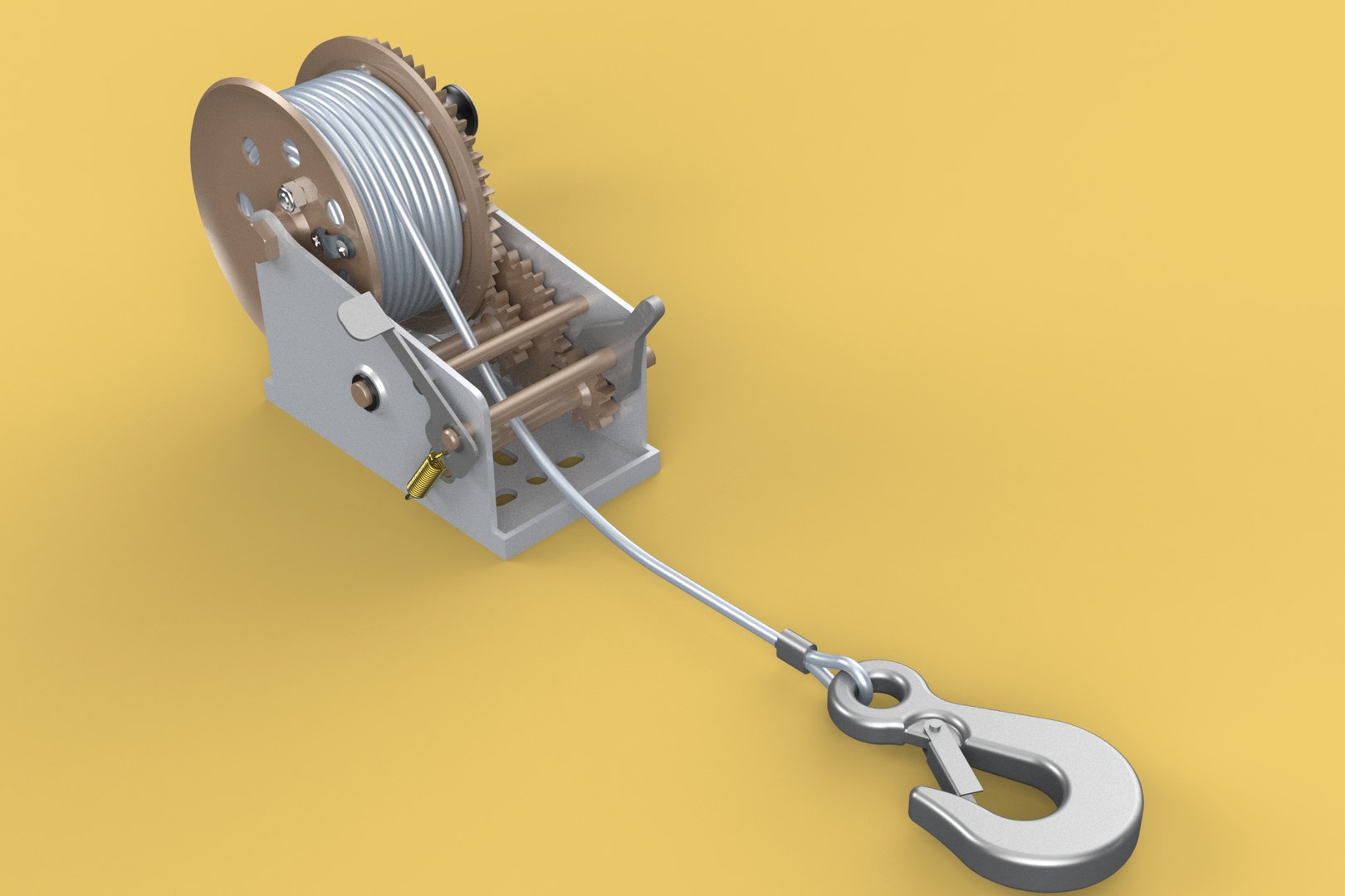 MANUAL ROTARY HAND CRANK WINCH HOIST WIRE ROPE SLING LIFT CRANE 3D ...