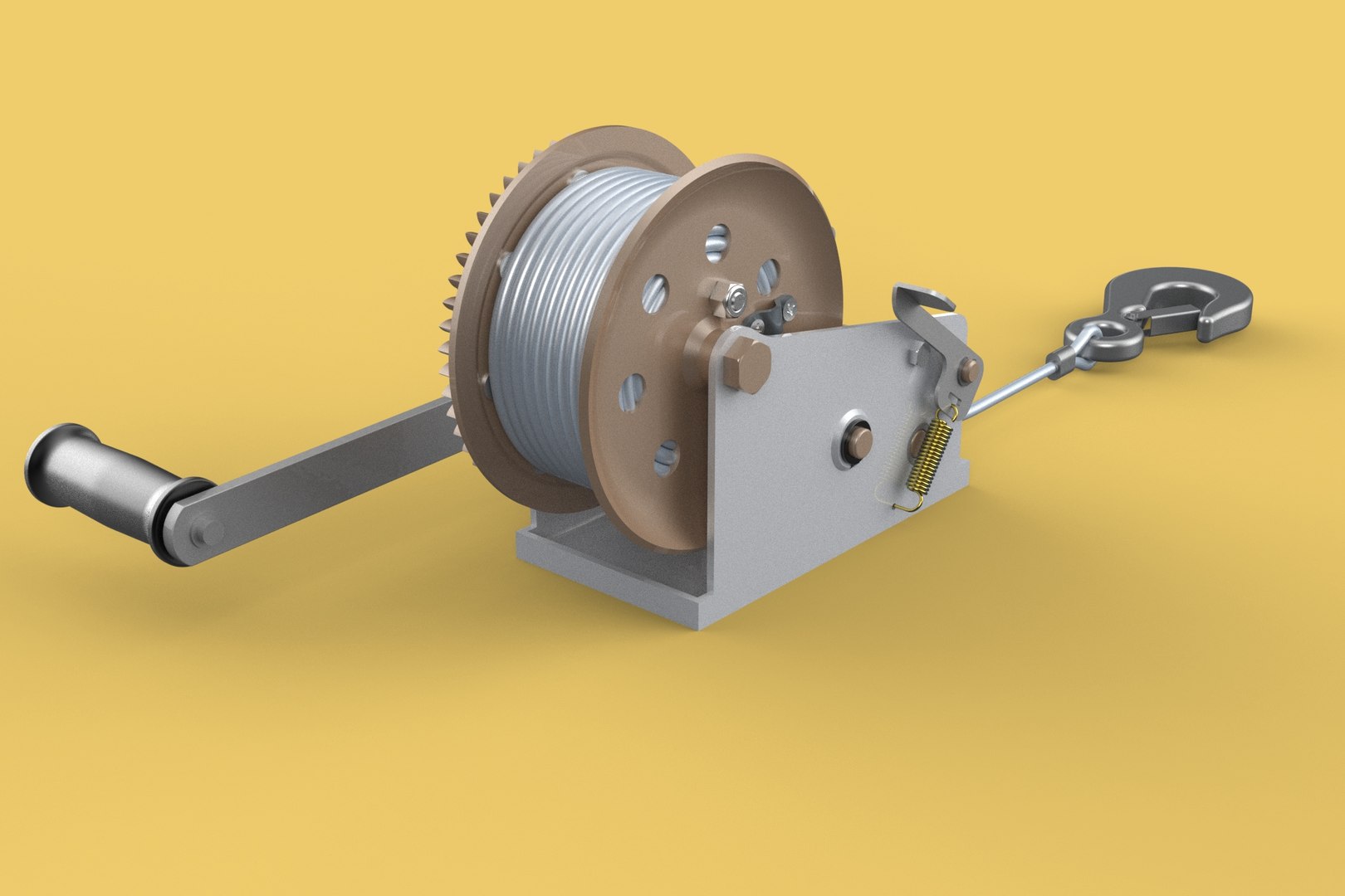 MANUAL ROTARY HAND CRANK WINCH HOIST WIRE ROPE SLING LIFT CRANE 3D ...