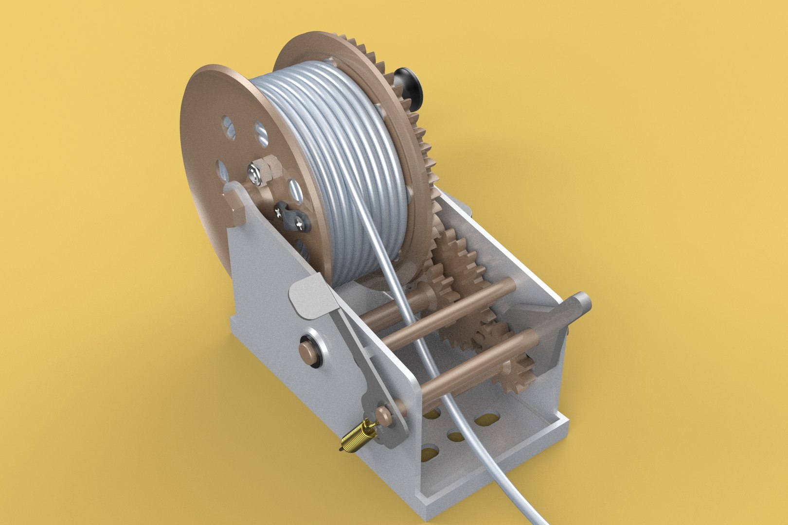 MANUAL ROTARY HAND CRANK WINCH HOIST WIRE ROPE SLING LIFT CRANE 3D ...