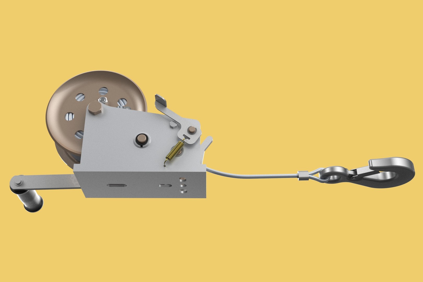 MANUAL ROTARY HAND CRANK WINCH HOIST WIRE ROPE SLING LIFT CRANE 3D ...