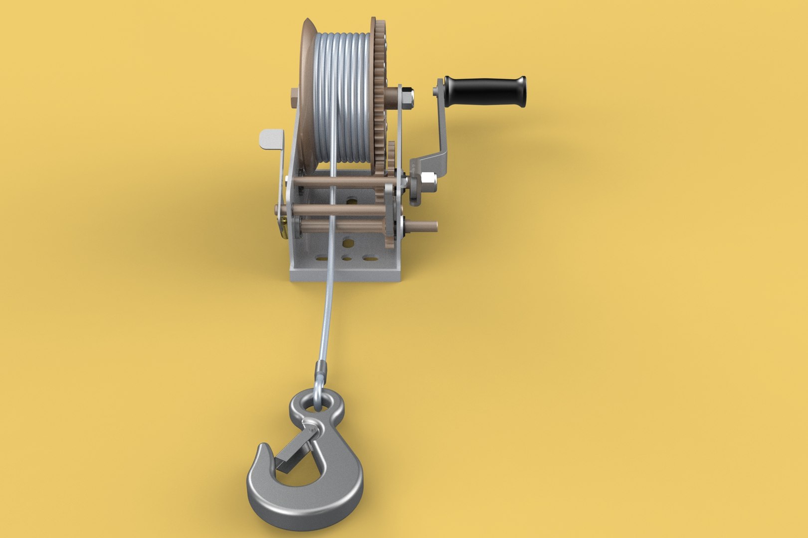 MANUAL ROTARY HAND CRANK WINCH HOIST WIRE ROPE SLING LIFT CRANE 3D ...