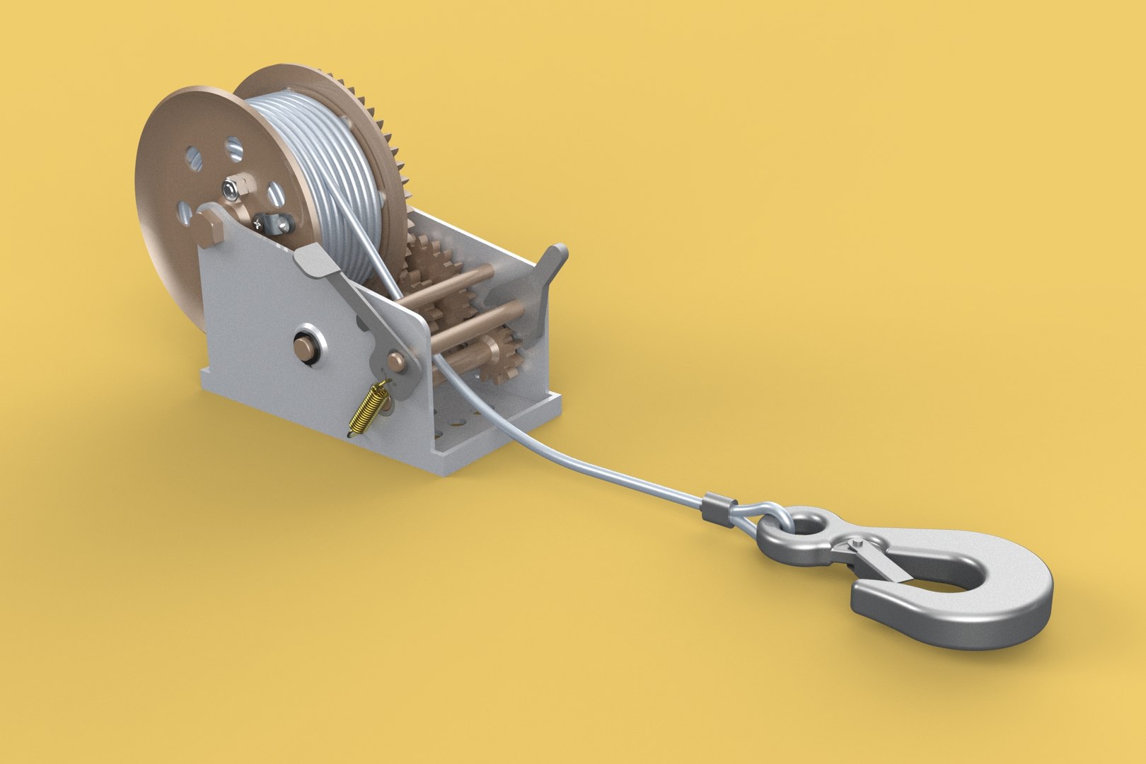 MANUAL ROTARY HAND CRANK WINCH HOIST WIRE ROPE SLING LIFT CRANE 3D ...