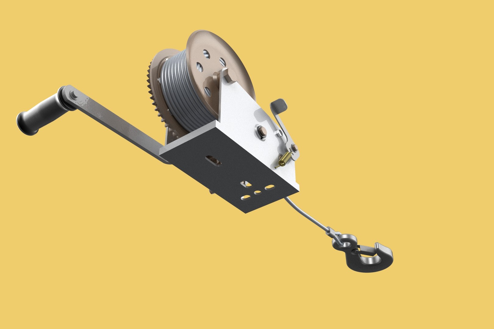 MANUAL ROTARY HAND CRANK WINCH HOIST WIRE ROPE SLING LIFT CRANE 3D ...