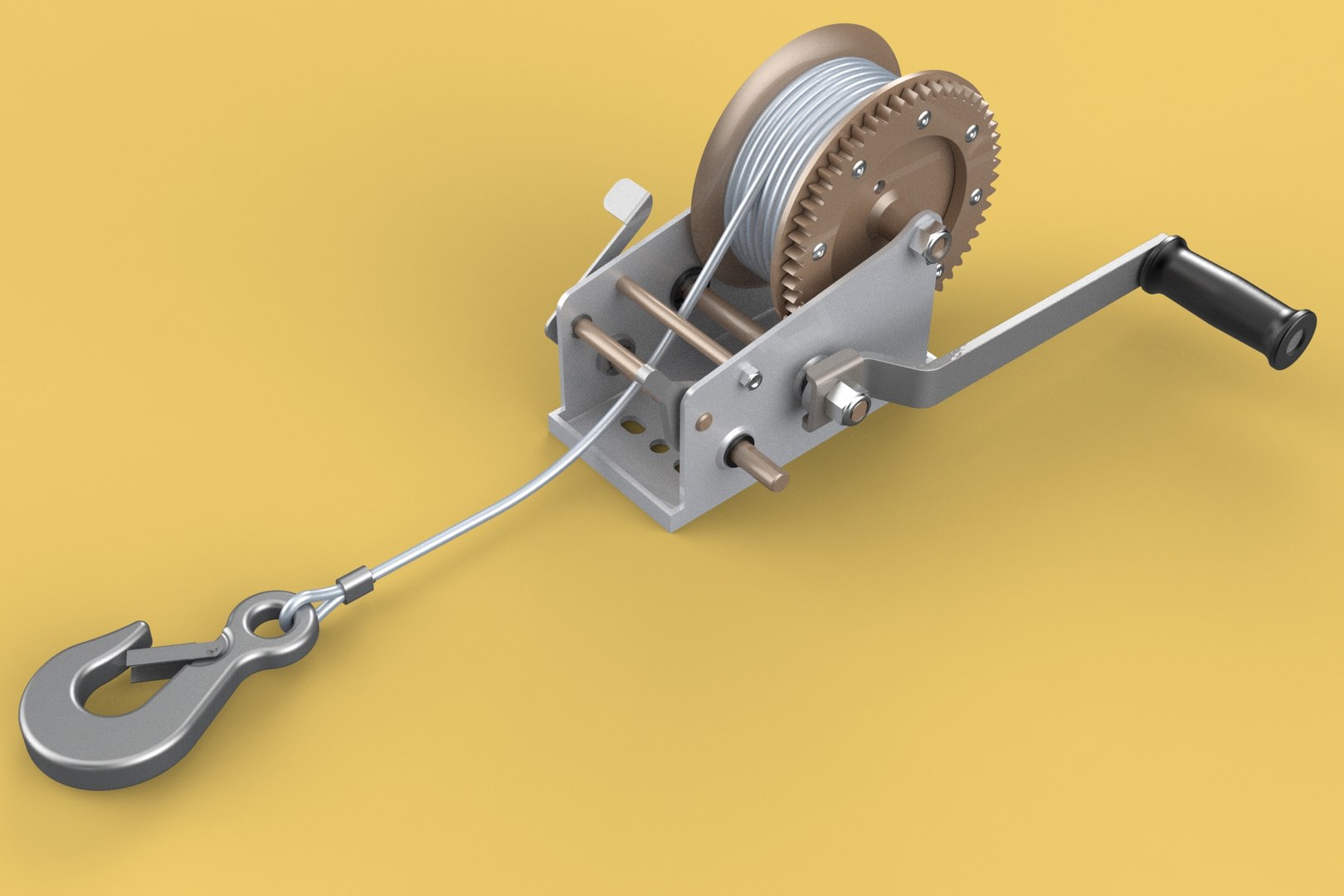 MANUAL ROTARY HAND CRANK WINCH HOIST WIRE ROPE SLING LIFT CRANE 3D ...