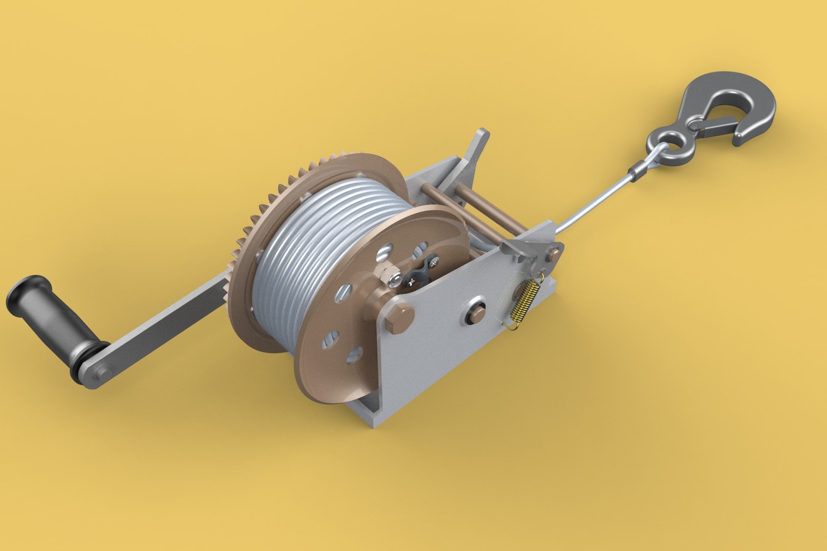 MANUAL ROTARY HAND CRANK WINCH HOIST WIRE ROPE SLING LIFT CRANE 3D ...