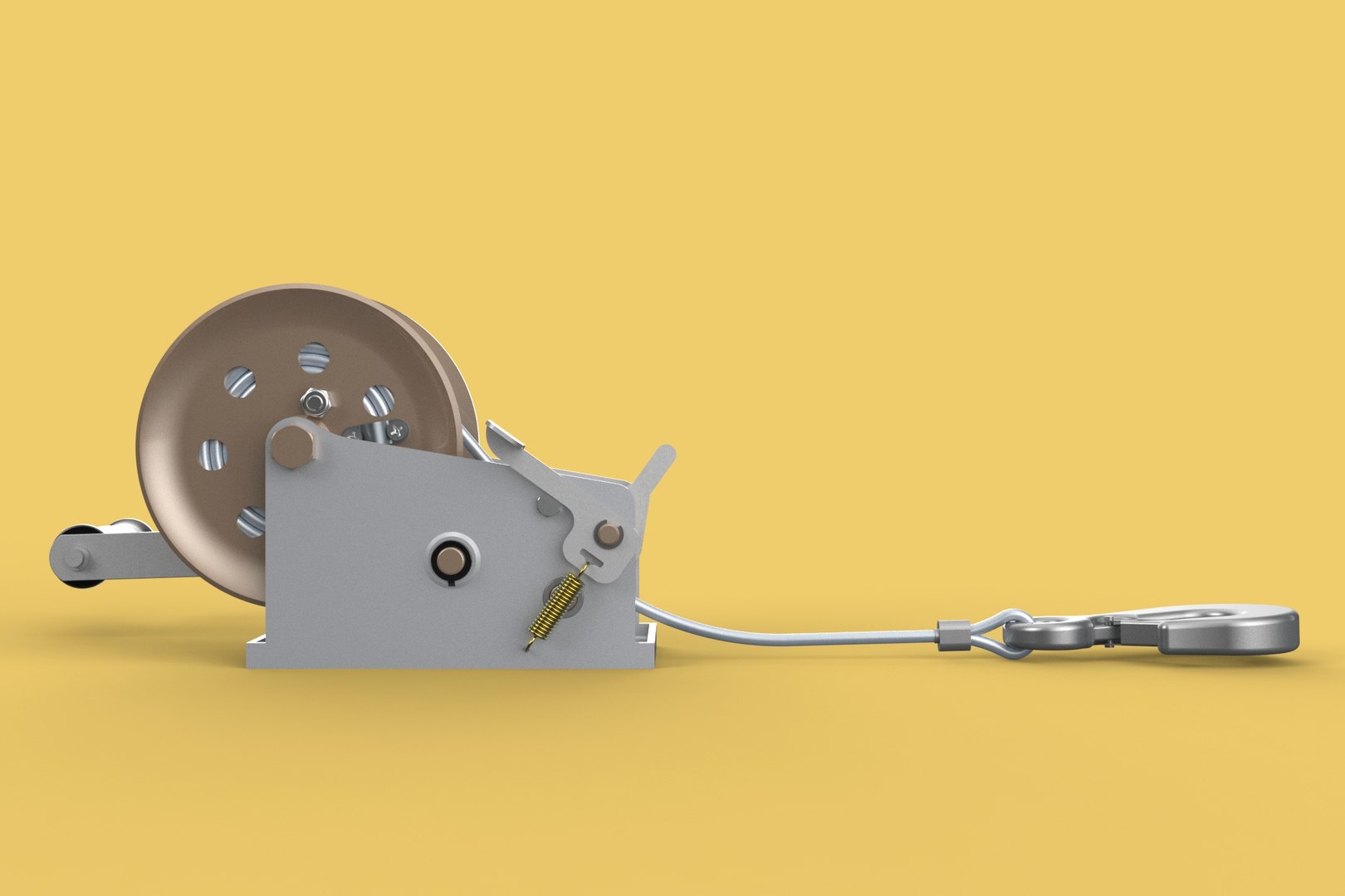 MANUAL ROTARY HAND CRANK WINCH HOIST WIRE ROPE SLING LIFT CRANE 3D ...