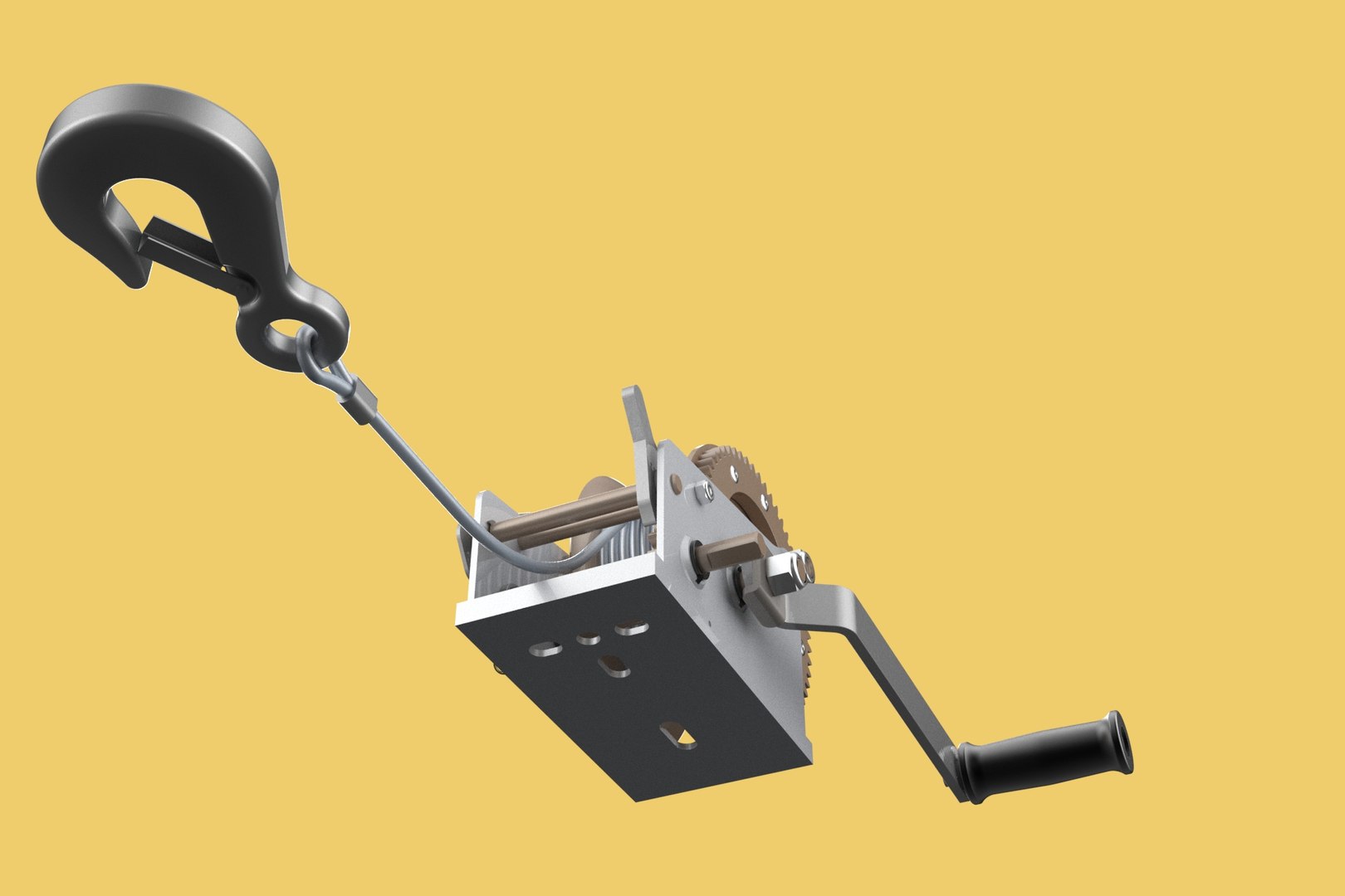 MANUAL ROTARY HAND CRANK WINCH HOIST WIRE ROPE SLING LIFT CRANE 3D ...