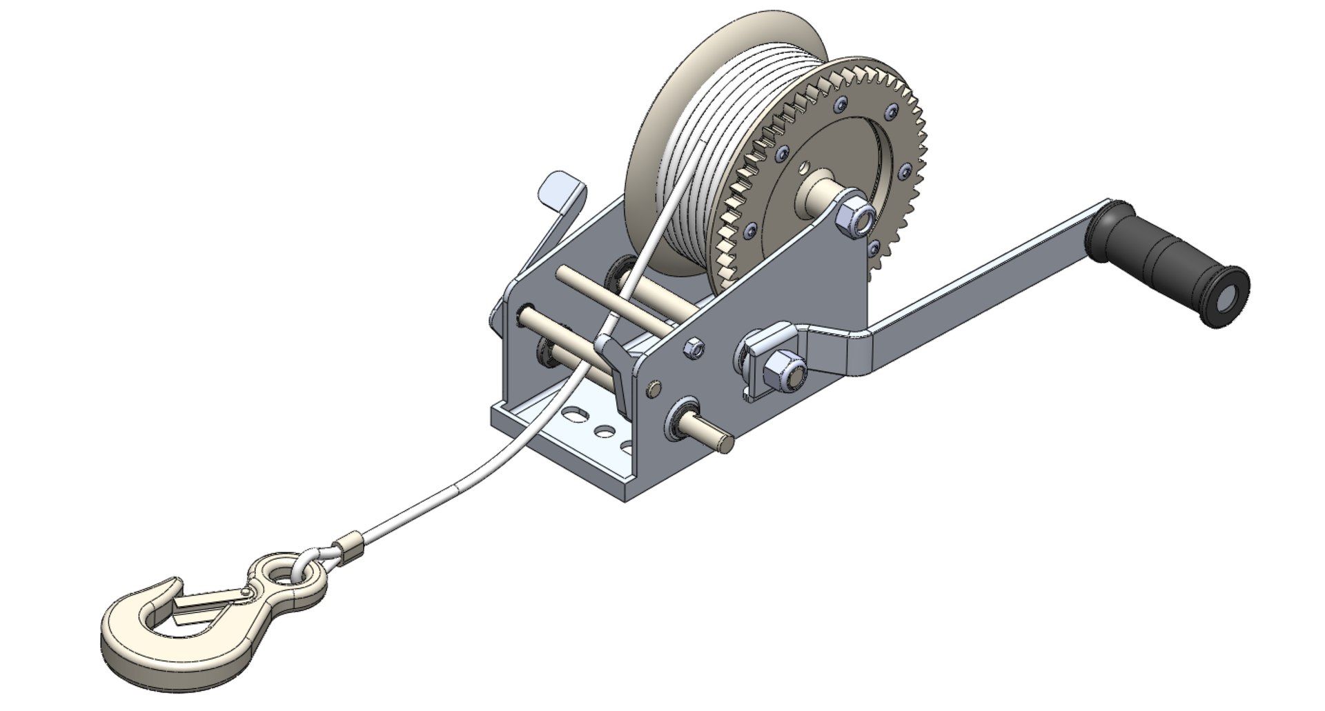 MANUAL ROTARY HAND CRANK WINCH HOIST WIRE ROPE SLING LIFT CRANE 3D ...