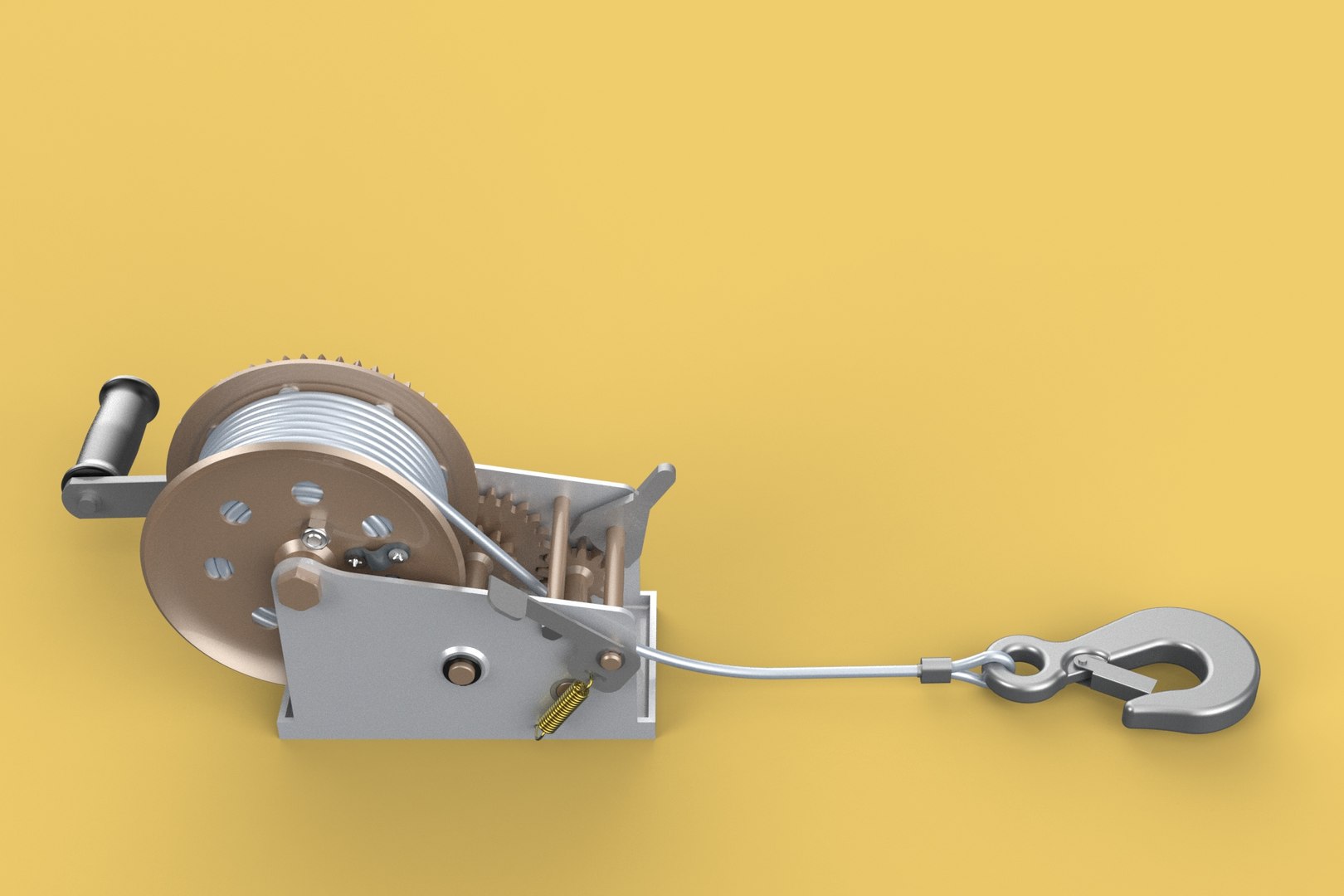 MANUAL ROTARY HAND CRANK WINCH HOIST WIRE ROPE SLING LIFT CRANE 3D ...