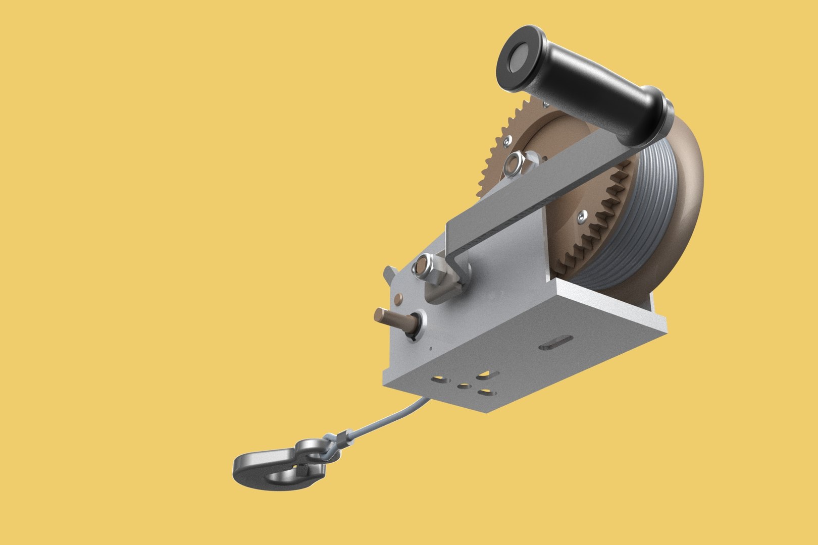 MANUAL ROTARY HAND CRANK WINCH HOIST WIRE ROPE SLING LIFT CRANE 3D ...