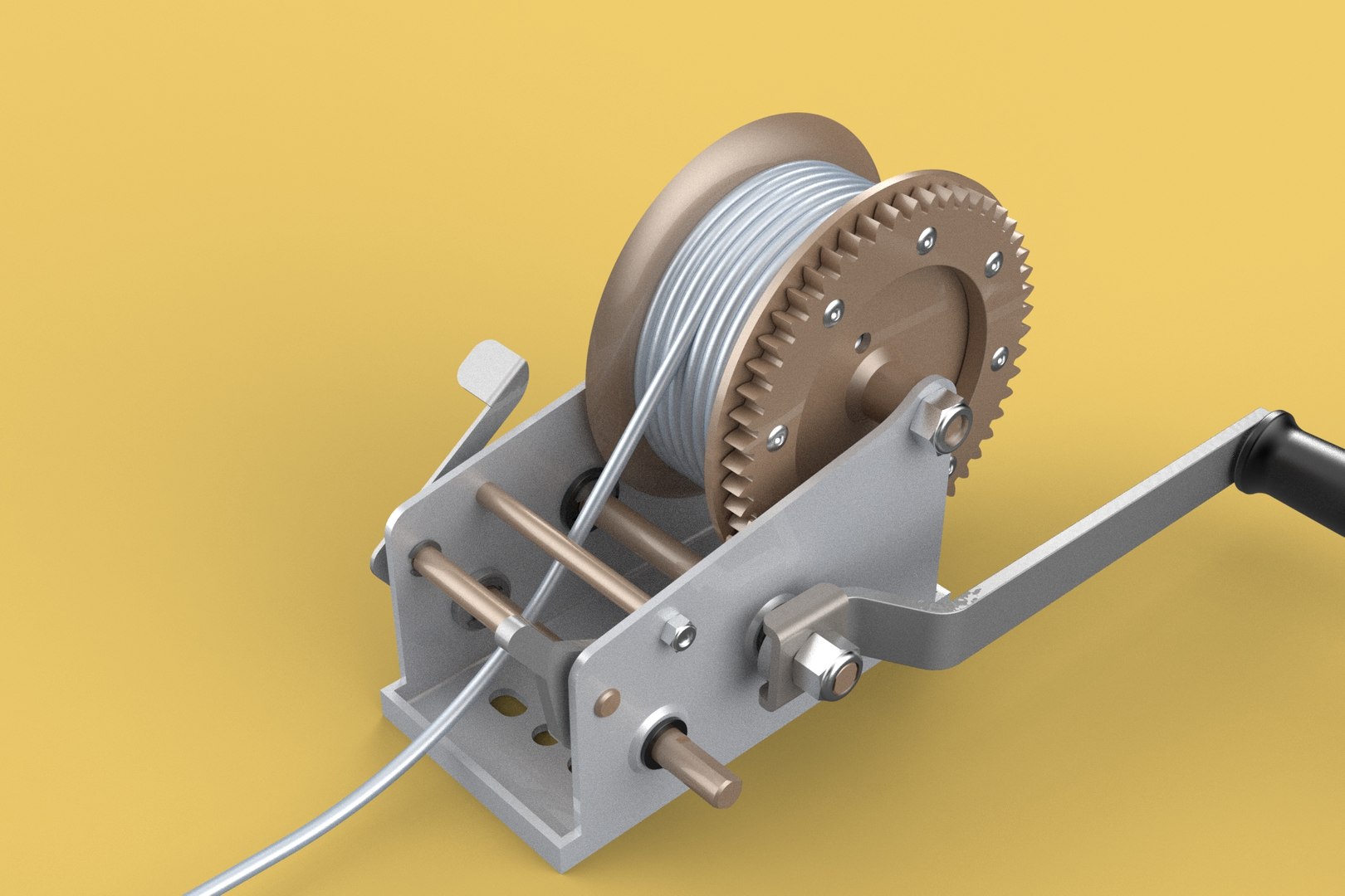 MANUAL ROTARY HAND CRANK WINCH HOIST WIRE ROPE SLING LIFT CRANE 3D ...