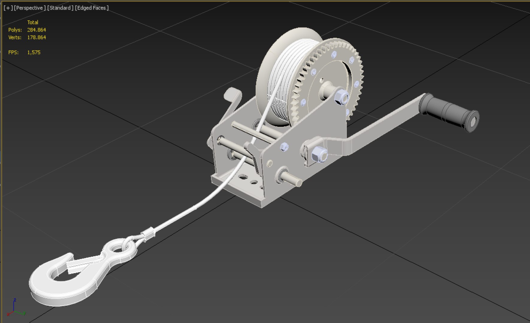 MANUAL ROTARY HAND CRANK WINCH HOIST WIRE ROPE SLING LIFT CRANE 3D ...