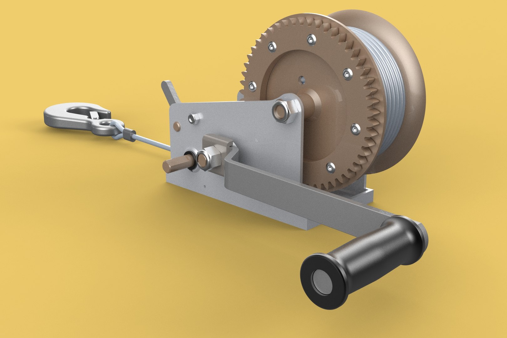 MANUAL ROTARY HAND CRANK WINCH HOIST WIRE ROPE SLING LIFT CRANE 3D ...