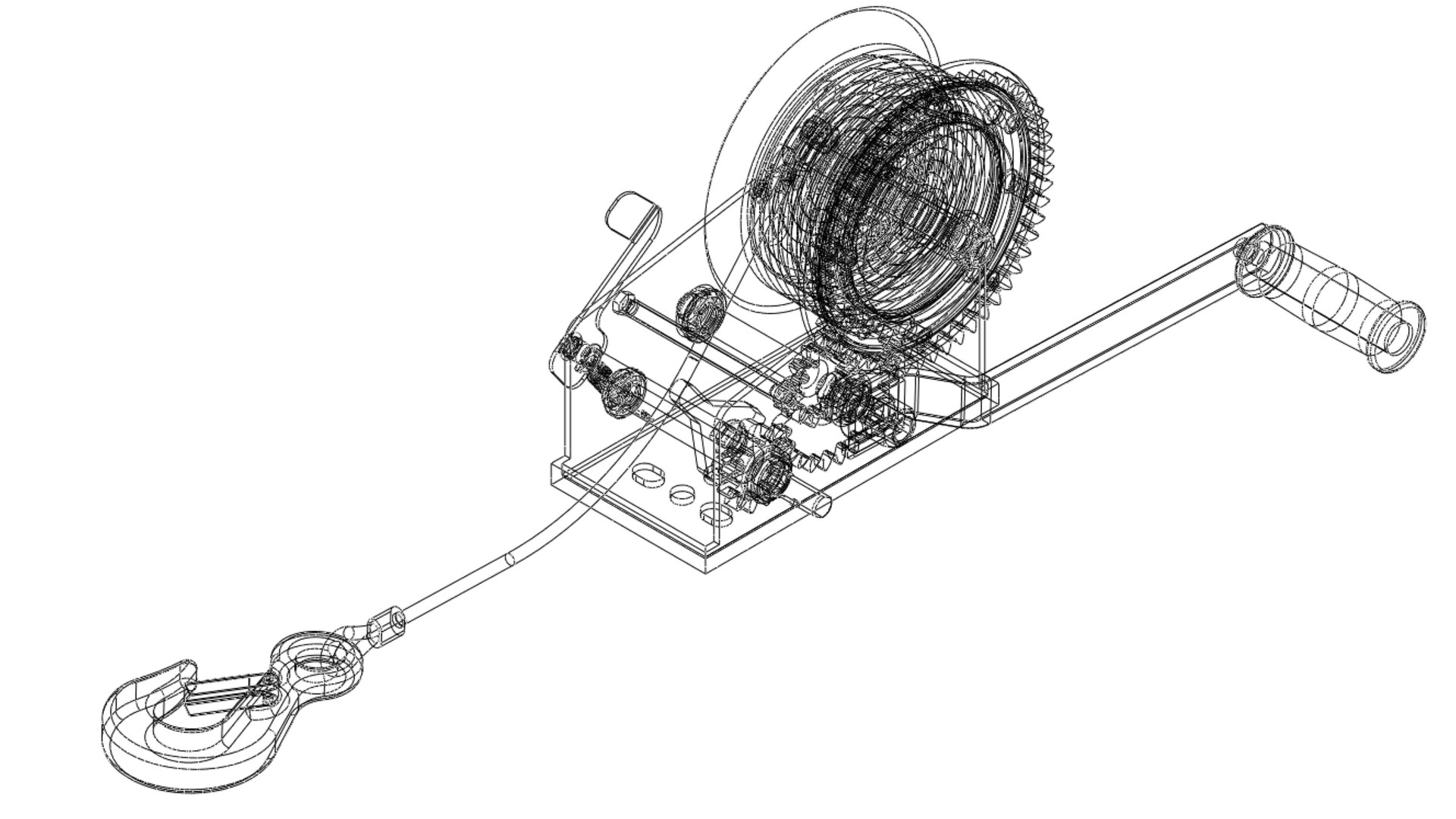 MANUAL ROTARY HAND CRANK WINCH HOIST WIRE ROPE SLING LIFT CRANE 3D ...