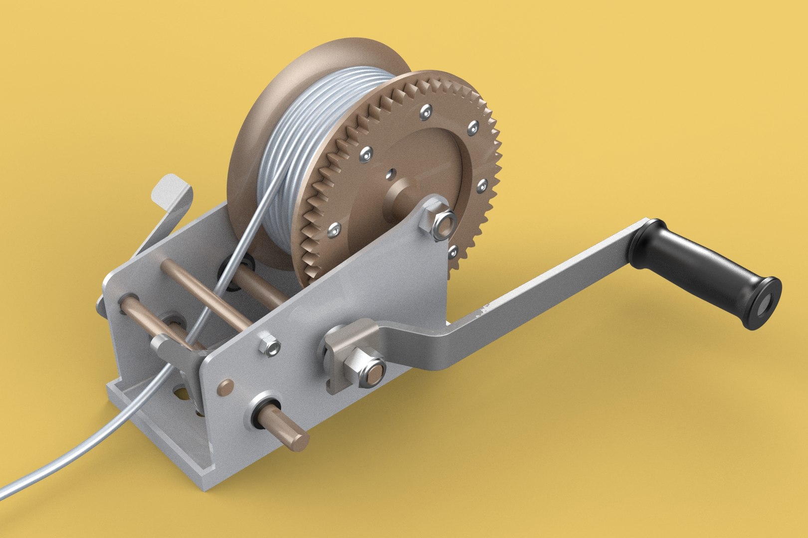 MANUAL ROTARY HAND CRANK WINCH HOIST WIRE ROPE SLING LIFT CRANE 3D ...