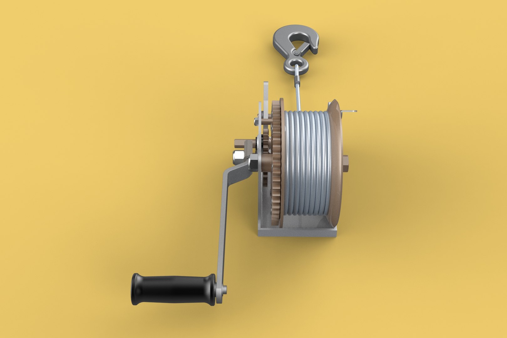 MANUAL ROTARY HAND CRANK WINCH HOIST WIRE ROPE SLING LIFT CRANE 3D ...