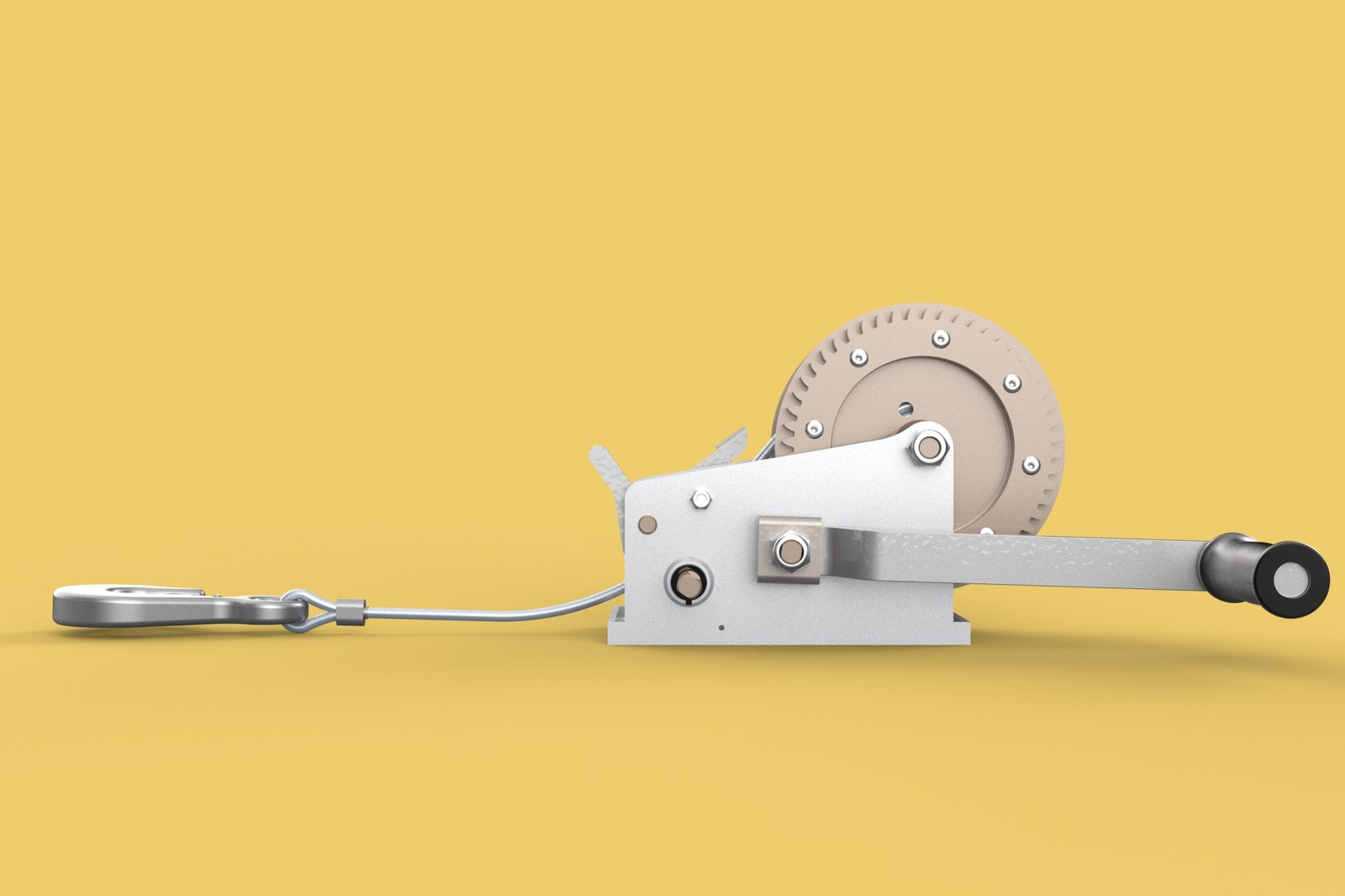 MANUAL ROTARY HAND CRANK WINCH HOIST WIRE ROPE SLING LIFT CRANE 3D ...