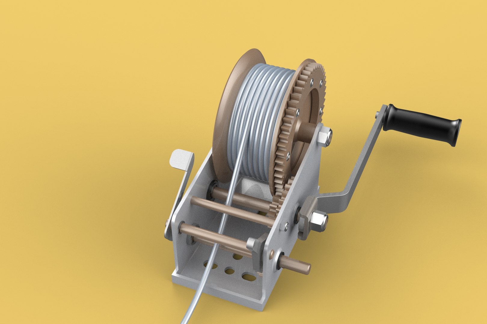 MANUAL ROTARY HAND CRANK WINCH HOIST WIRE ROPE SLING LIFT CRANE 3D ...