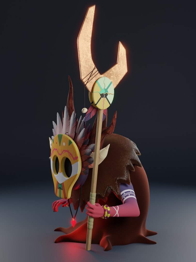 3D Model Shaman The Firemaker Character PBR Low-poly Low-poly 3D Model ...