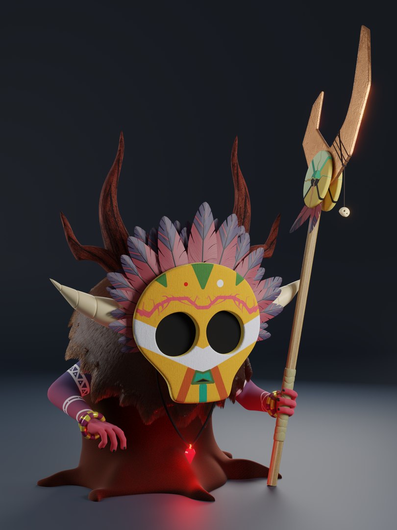 3D model Shaman the Firemaker character PBR low-poly Low-poly 3D model ...
