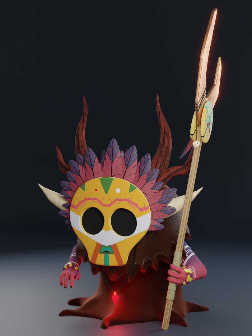 3D Model Shaman The Firemaker Character PBR Low-poly Low-poly 3D Model ...