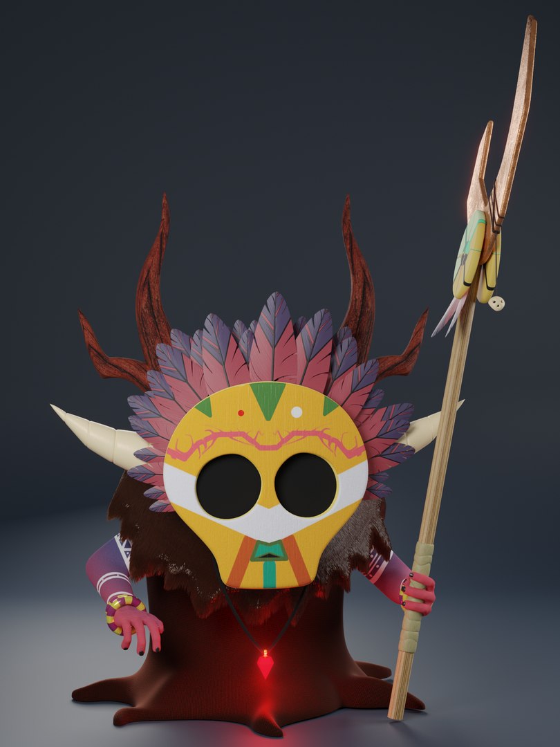 3D Model Shaman The Firemaker Character PBR Low-poly Low-poly 3D Model ...