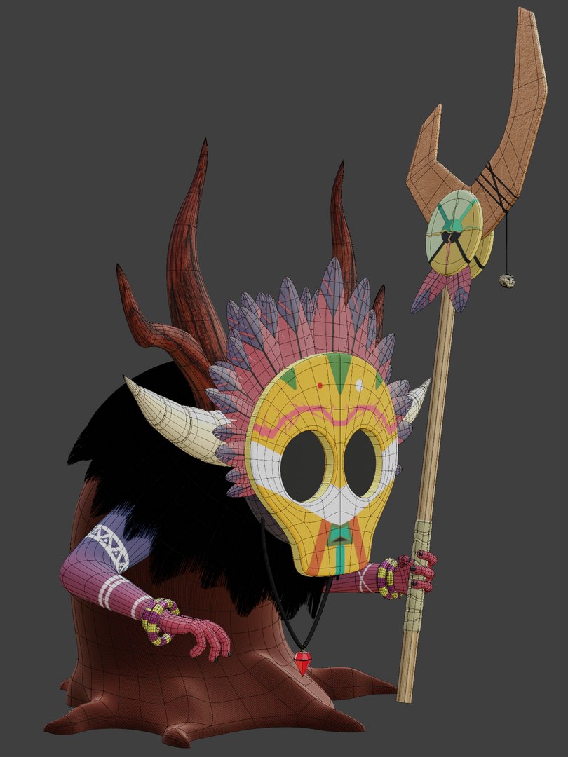 3D Model Shaman The Firemaker Character PBR Low-poly Low-poly 3D Model ...