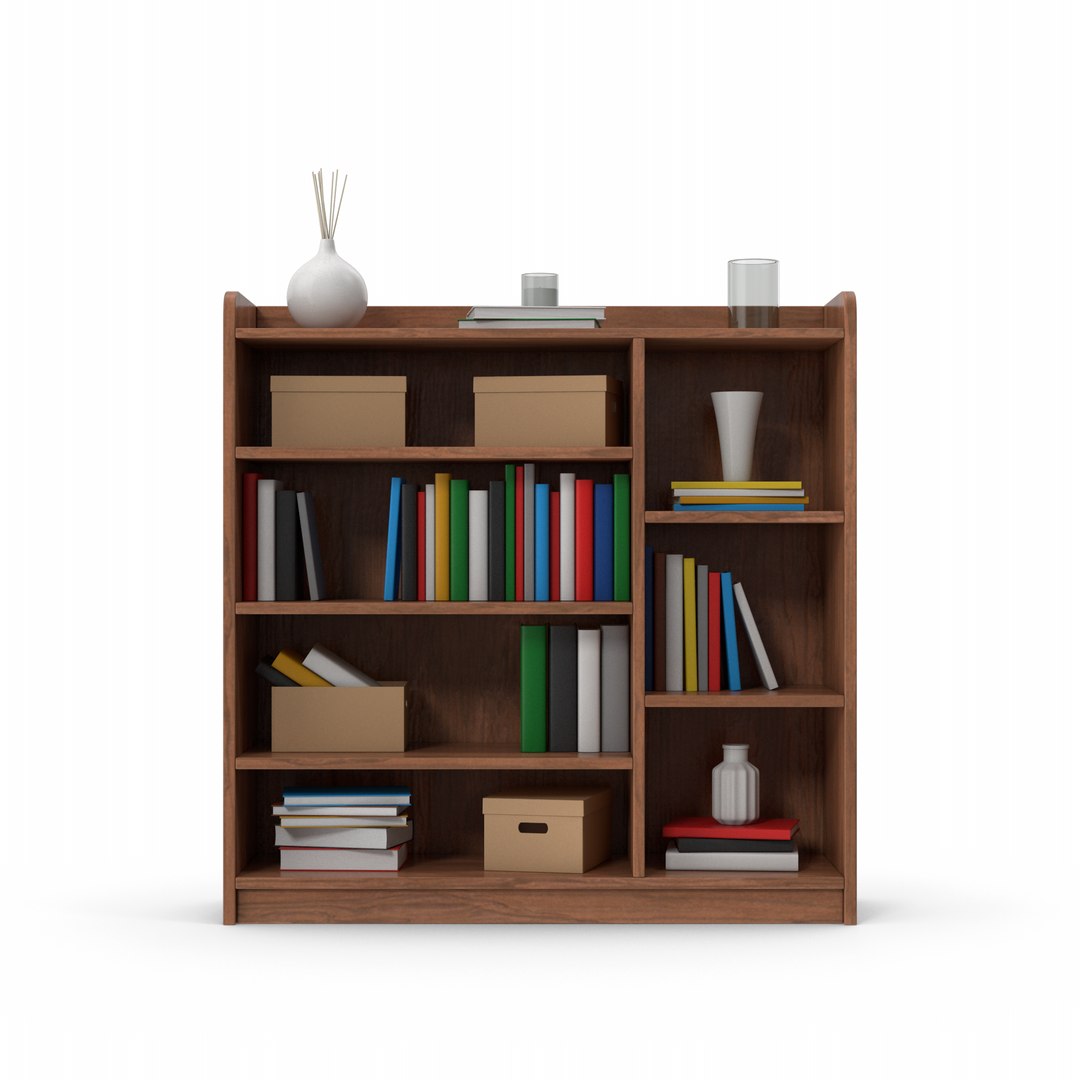 3D Bookshelf Set Dark Wood Model - TurboSquid 2206839