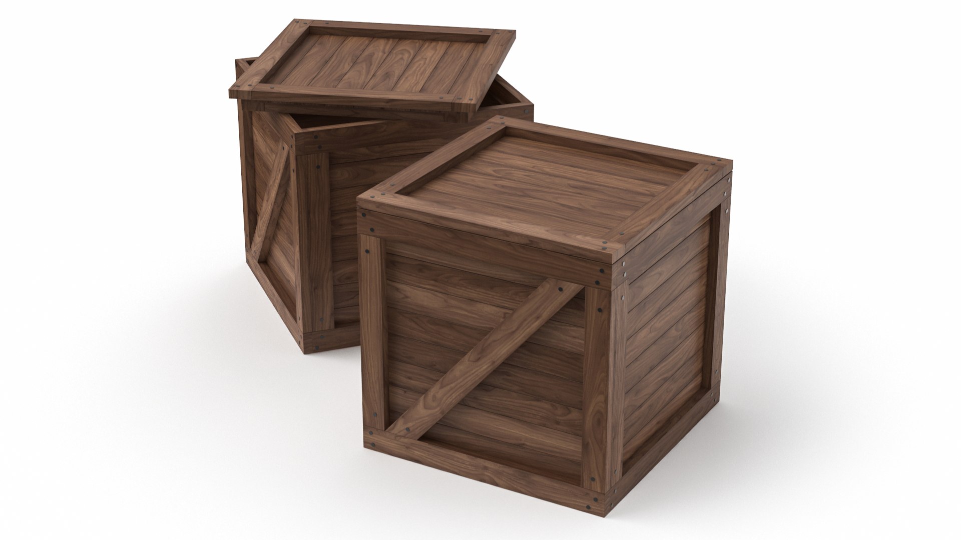 Wooden Box Set 03 3D Model - TurboSquid 2153148