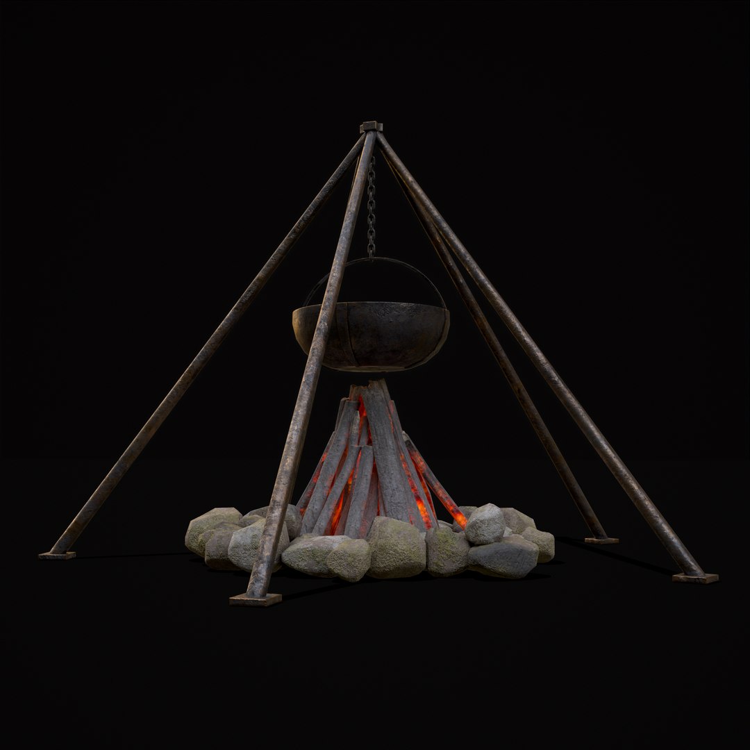 3D Round Campfire And Cauldron - TurboSquid 1974277