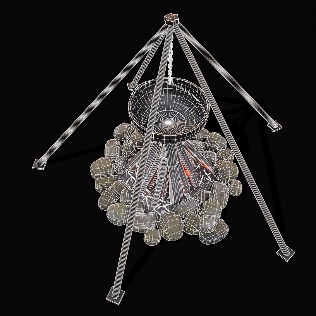 3D Round Campfire And Cauldron - TurboSquid 1974277