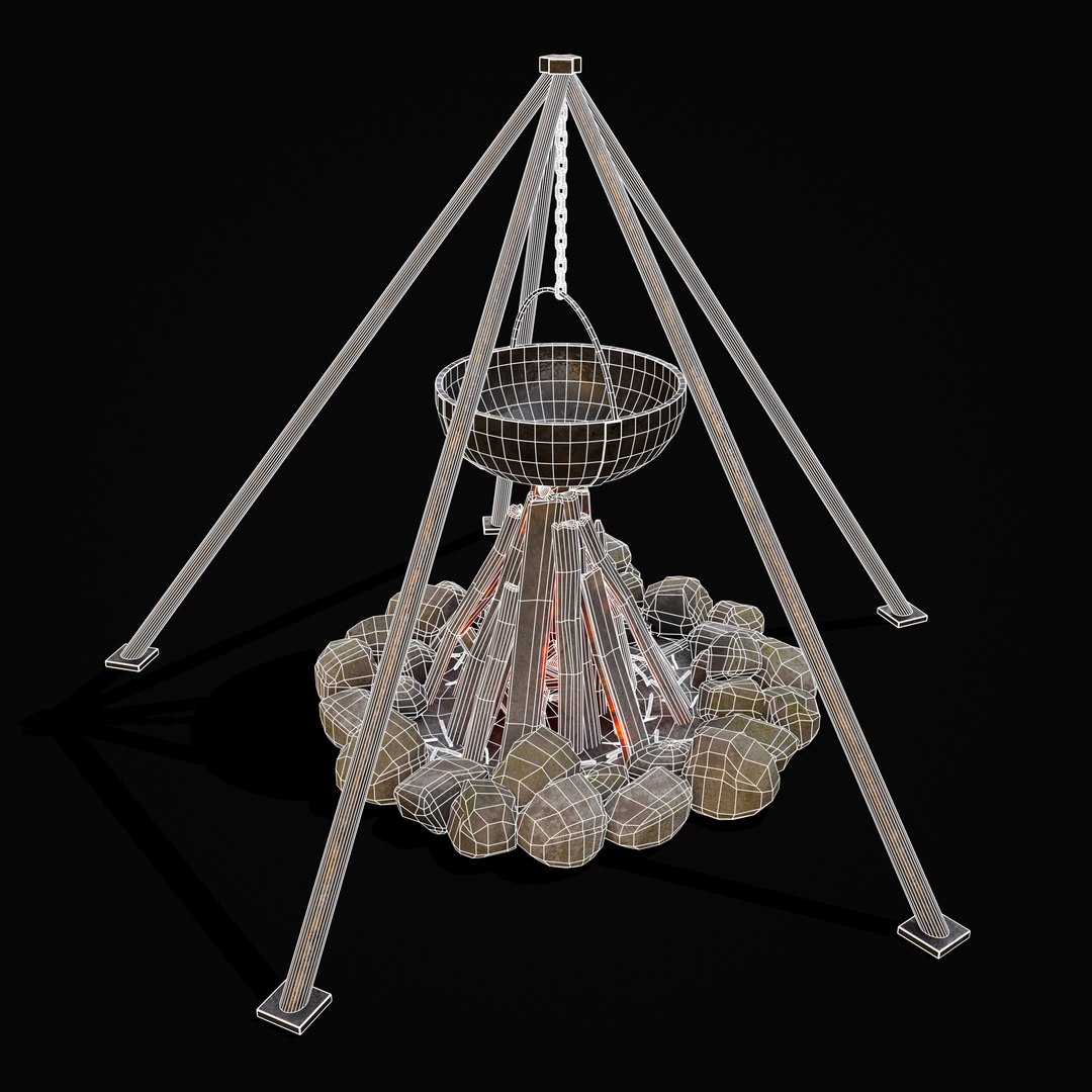 3D Round Campfire And Cauldron - TurboSquid 1974277