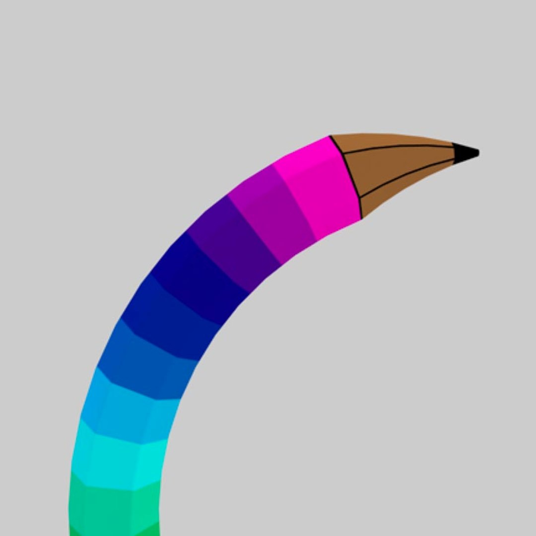 rainbow pencil 3d obj