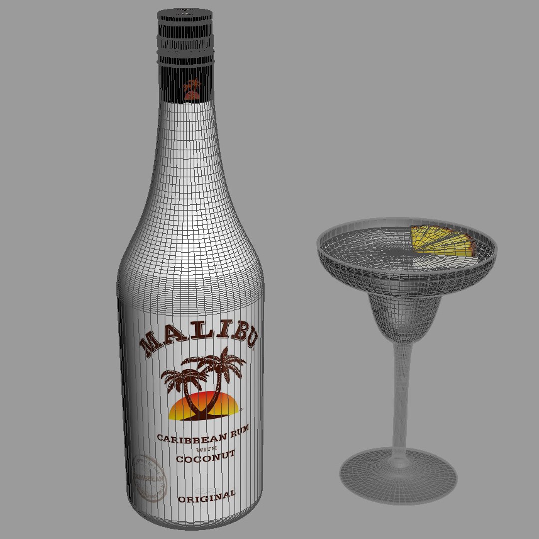 Bottle Glass Malibu Coconut 3d Model