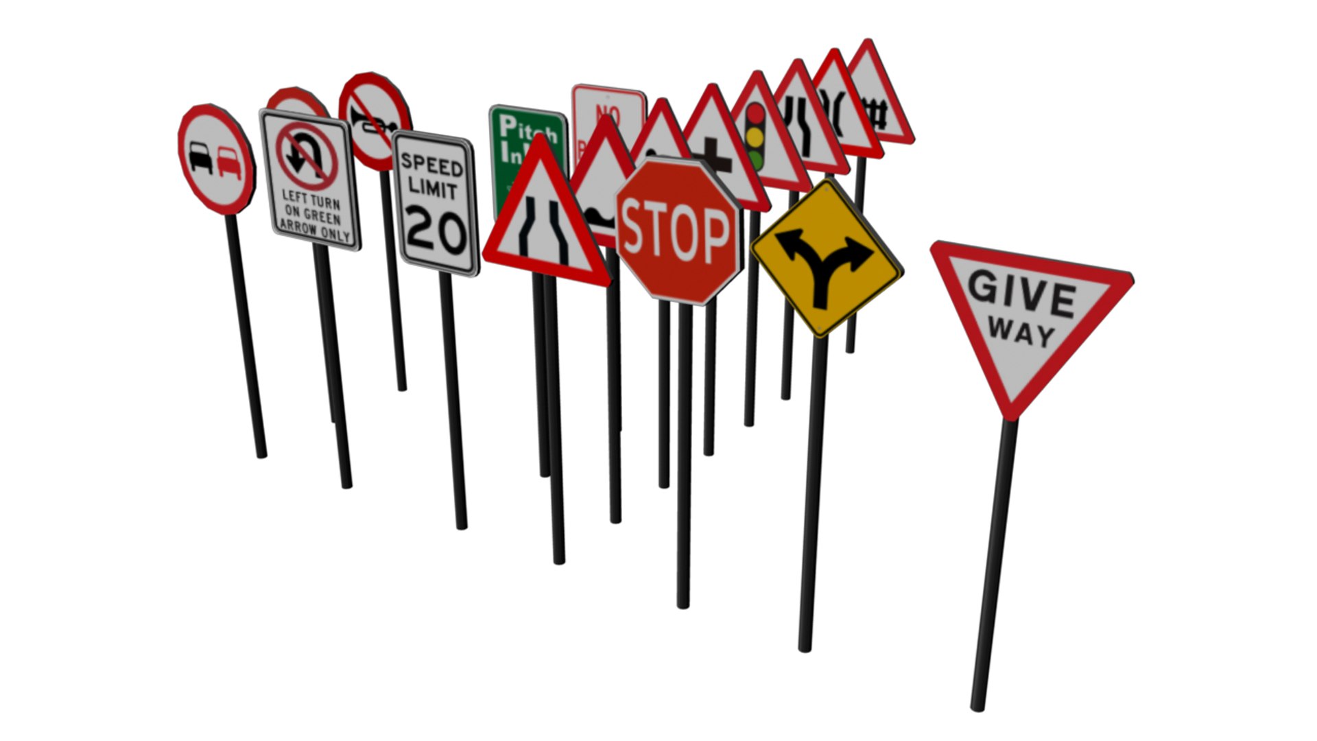 3d model traffic signboards signs boards