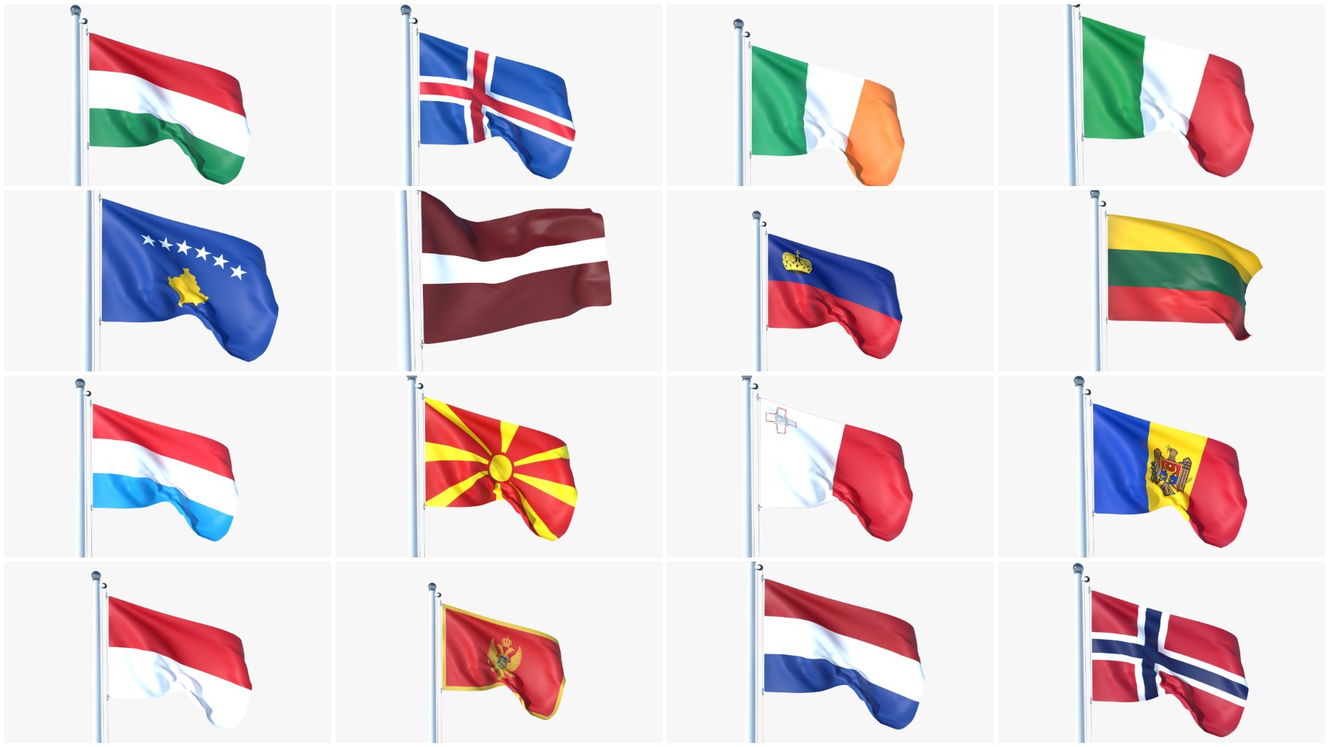 3D Animated All Flags Of Europe Model - TurboSquid 1744962