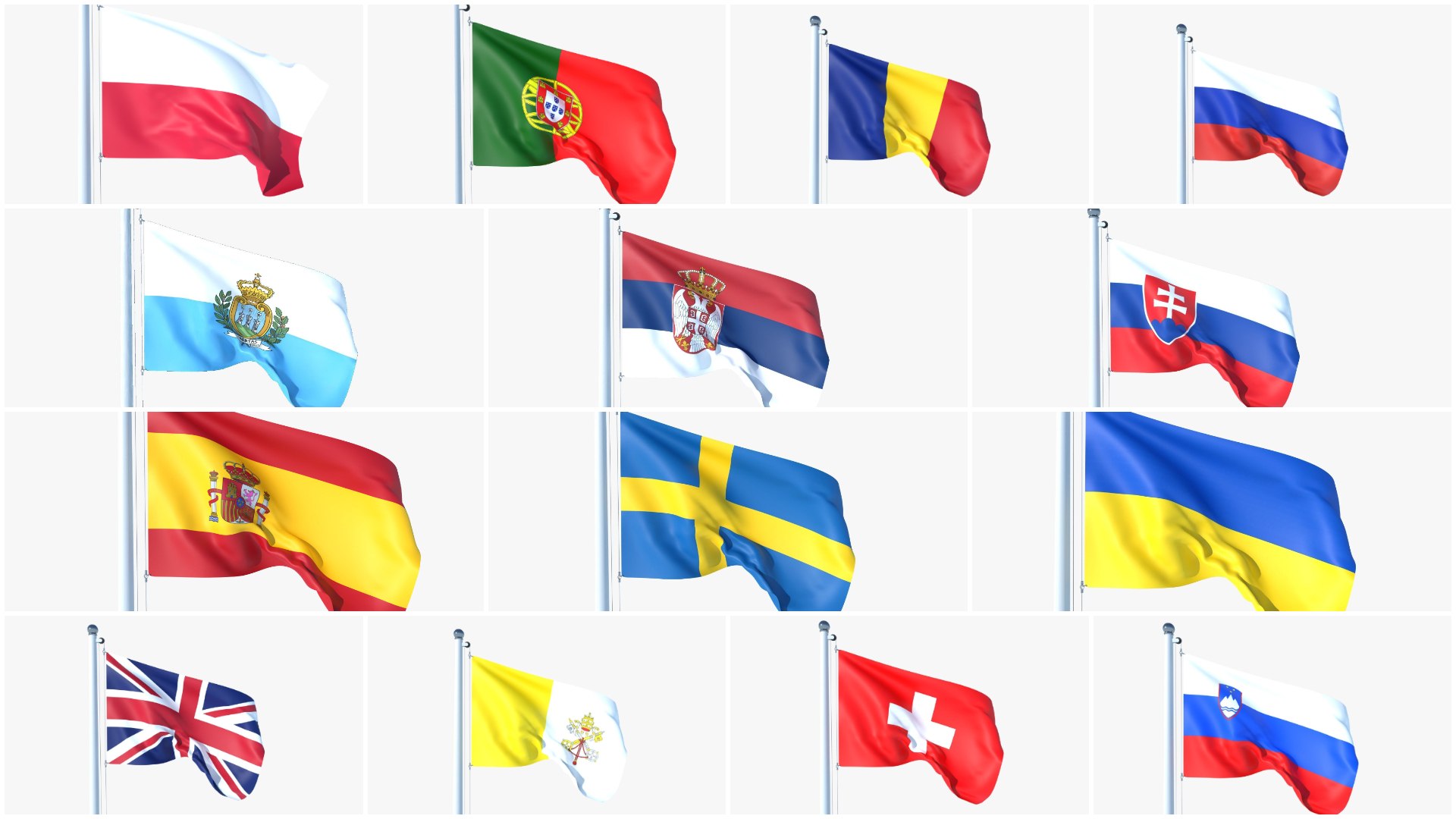 3D Animated All Flags Of Europe Model - TurboSquid 1744962