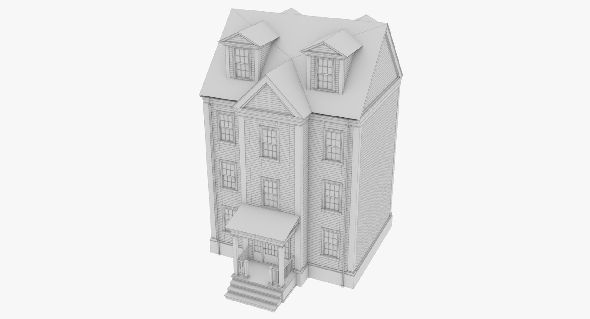 3D Model Colonial Townhouse - TurboSquid 1196101