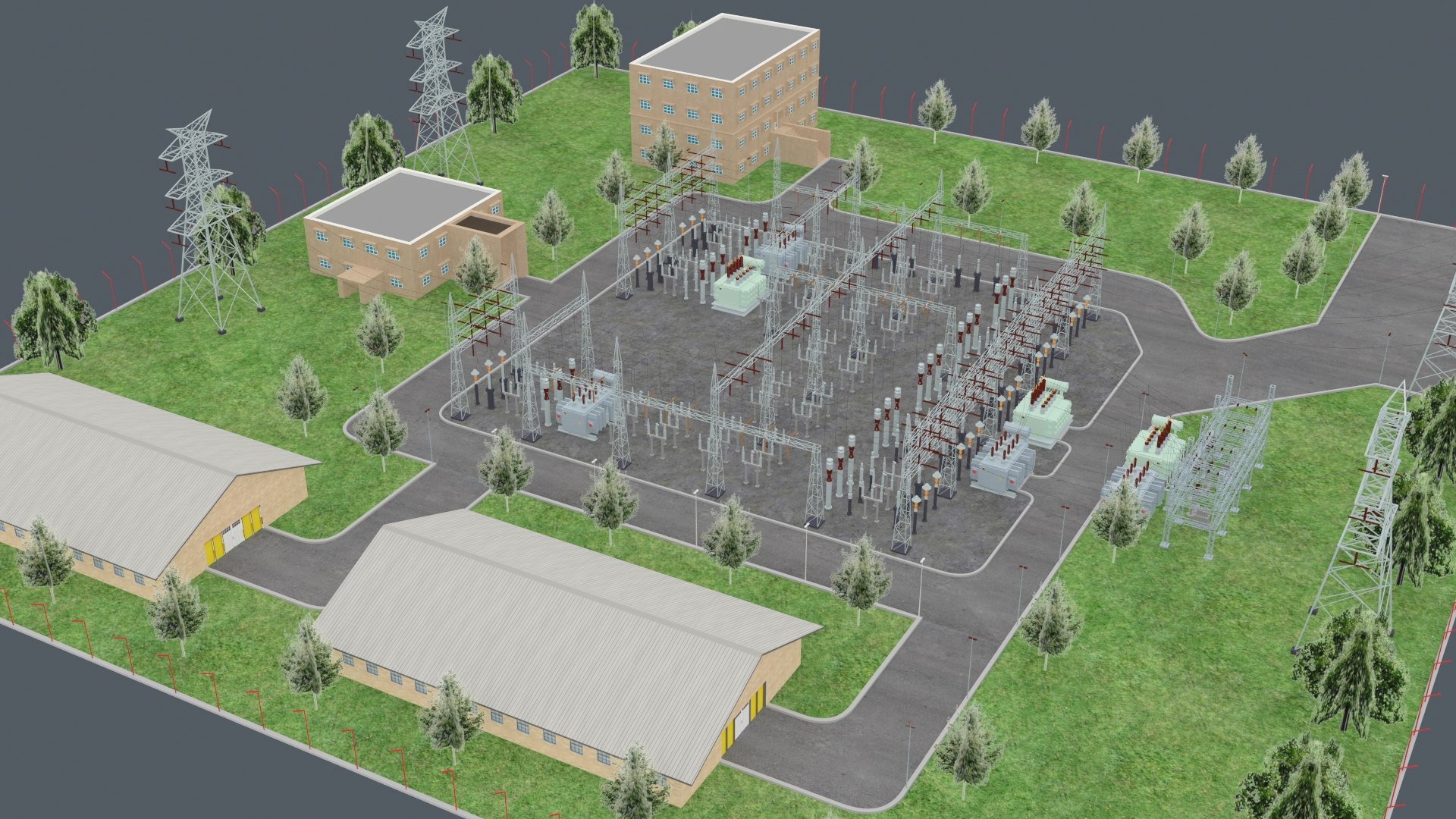 3D Electrical Substation Model - TurboSquid 1491472