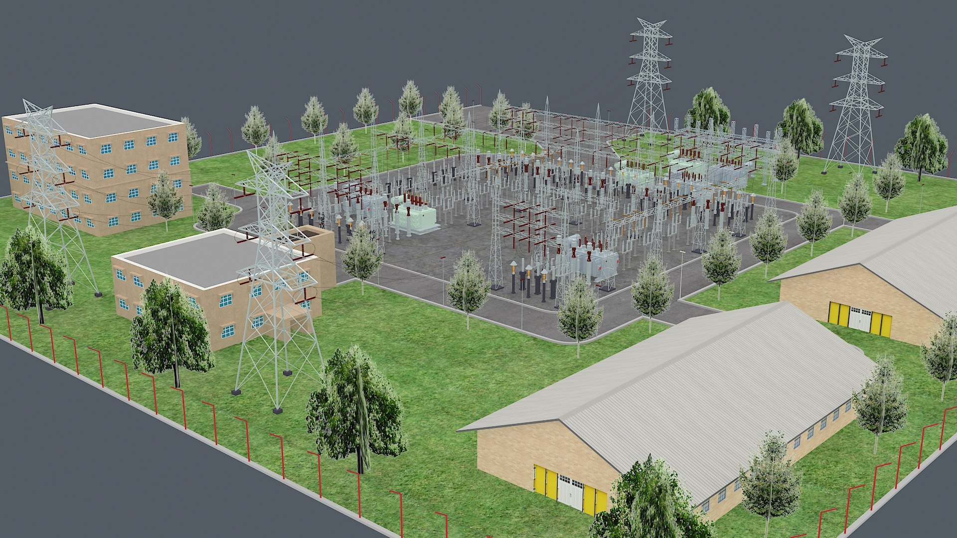 3D Electrical Substation Model - TurboSquid 1491472