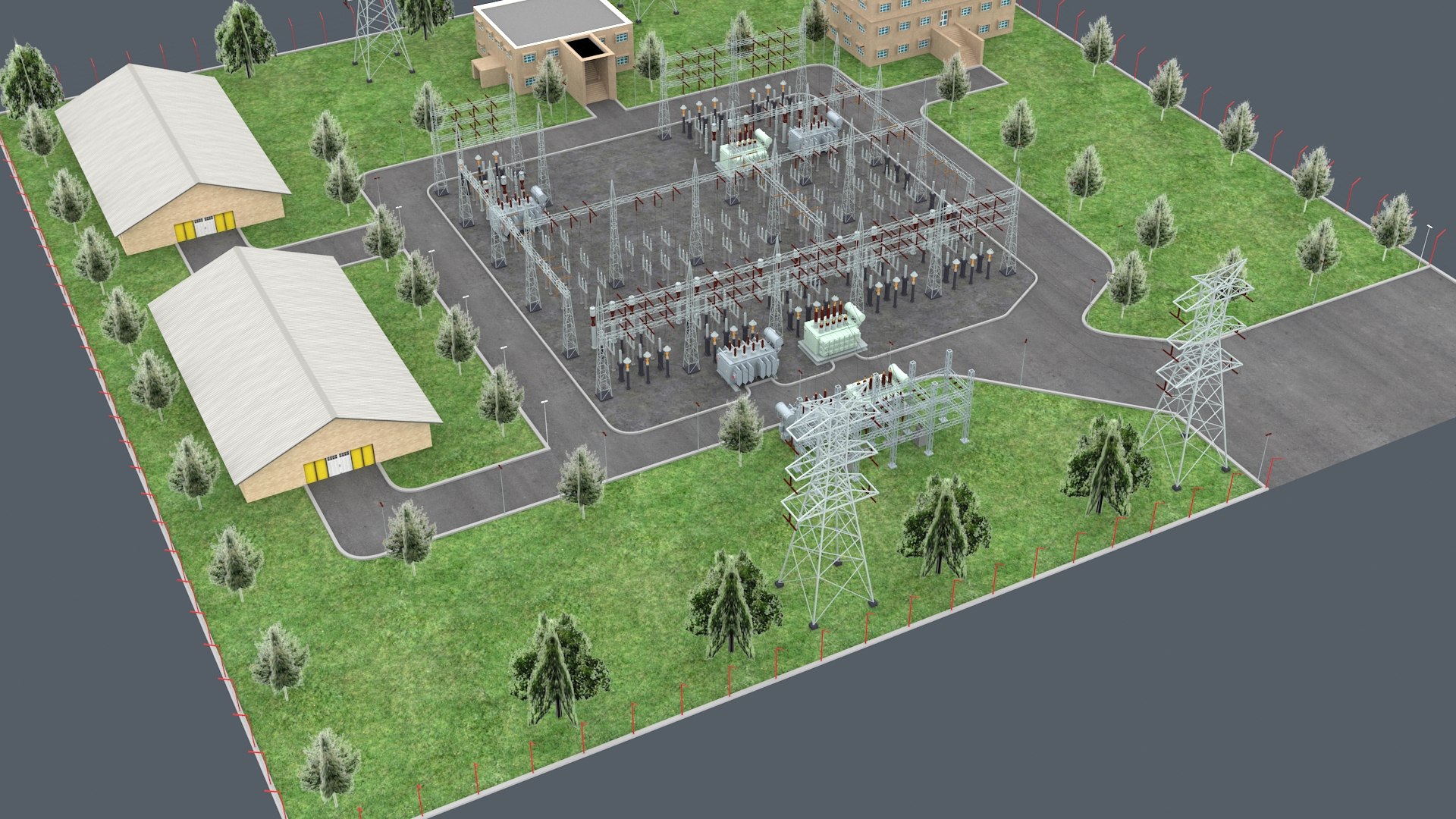3D Electrical Substation Model - TurboSquid 1491472