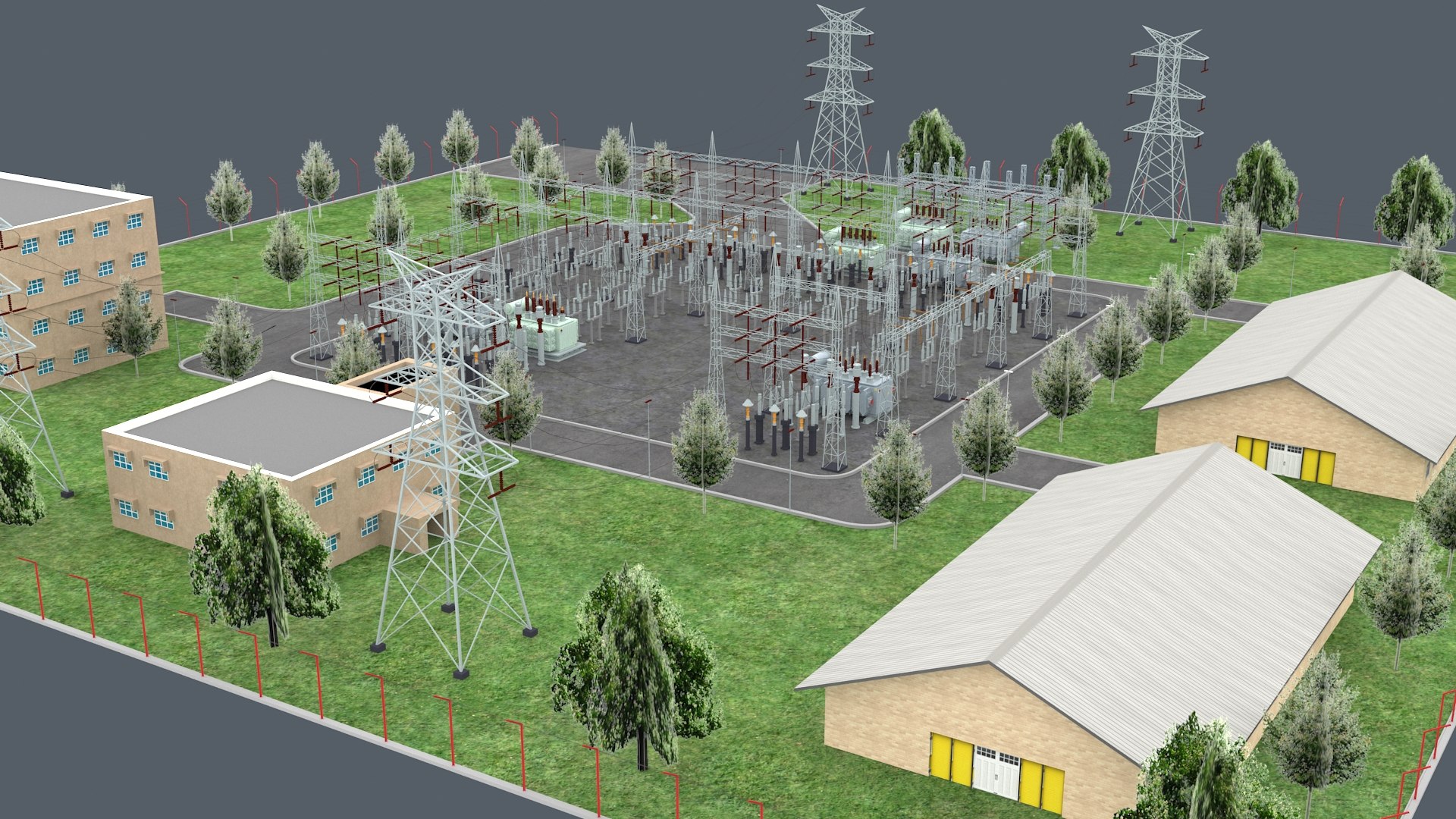 3D Electrical Substation Model - TurboSquid 1491472