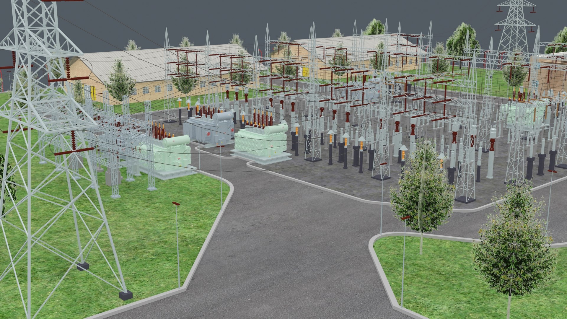 3D Electrical Substation Model - TurboSquid 1491472