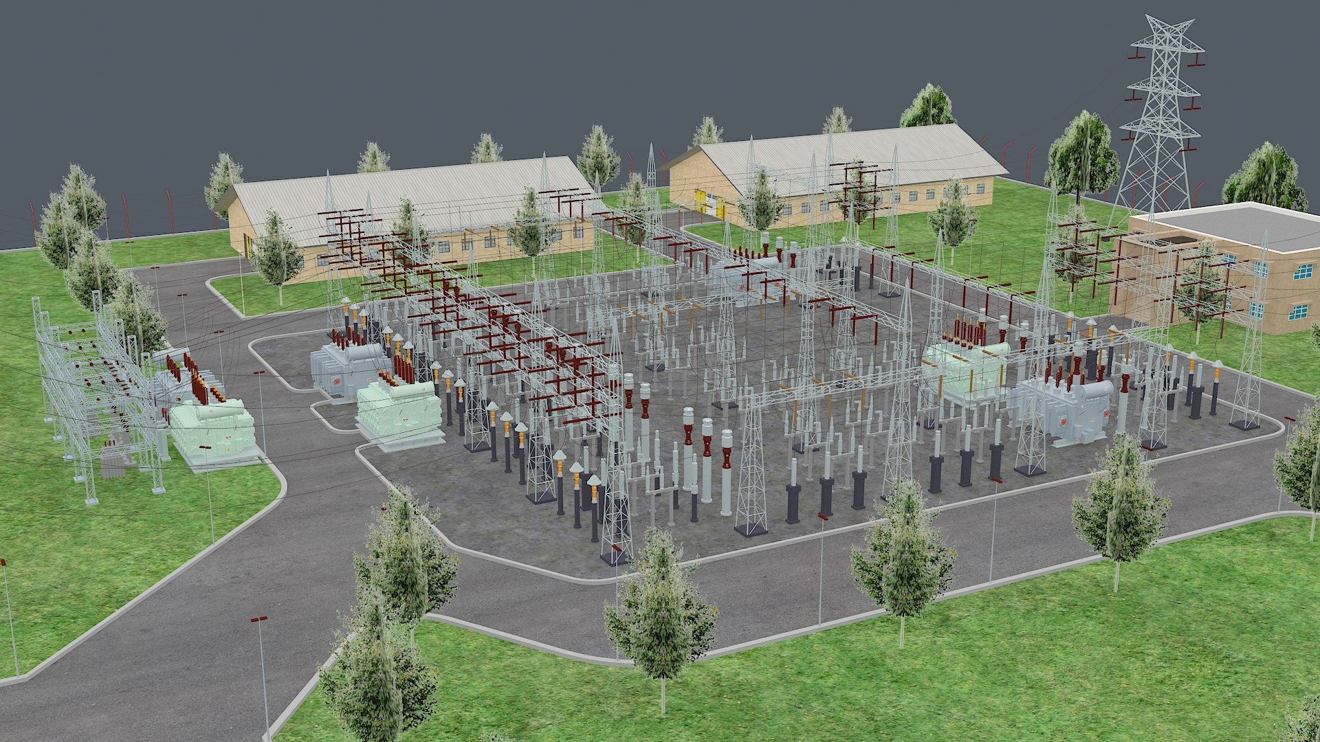 3D Electrical Substation Model - TurboSquid 1491472
