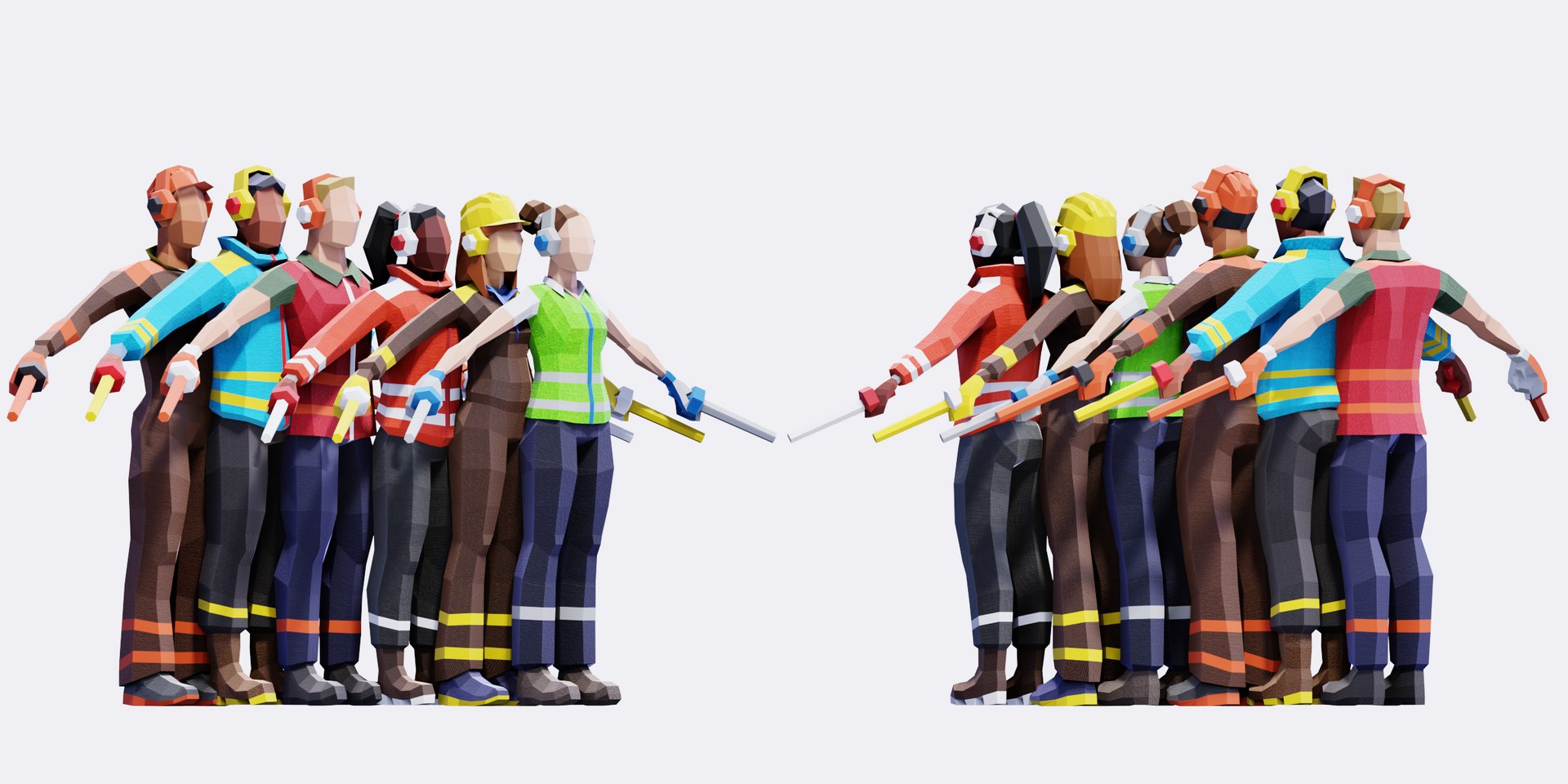 3D Model Low Poly Airport Ground Crew - TurboSquid 2124932