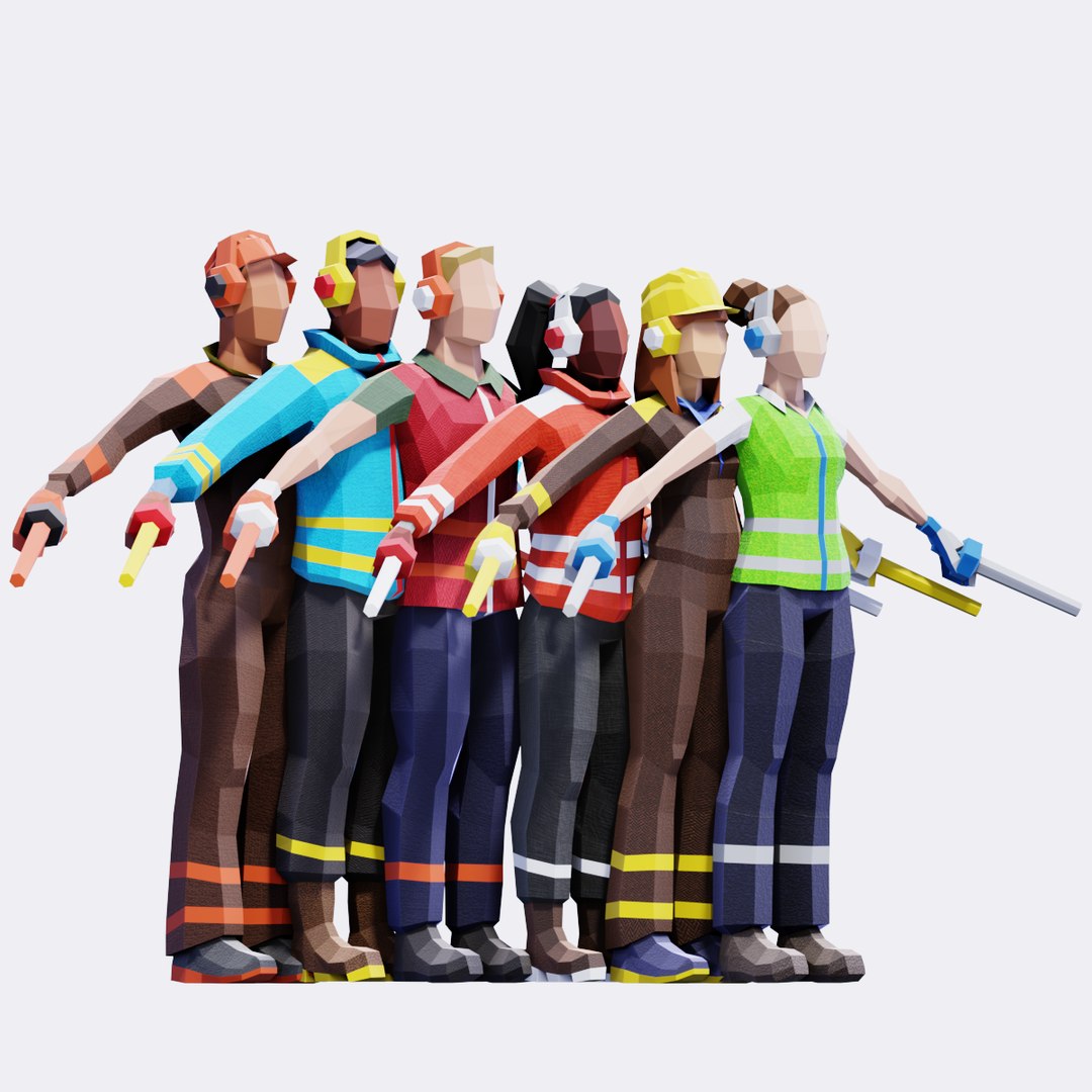 3D Model Low Poly Airport Ground Crew - TurboSquid 2124932