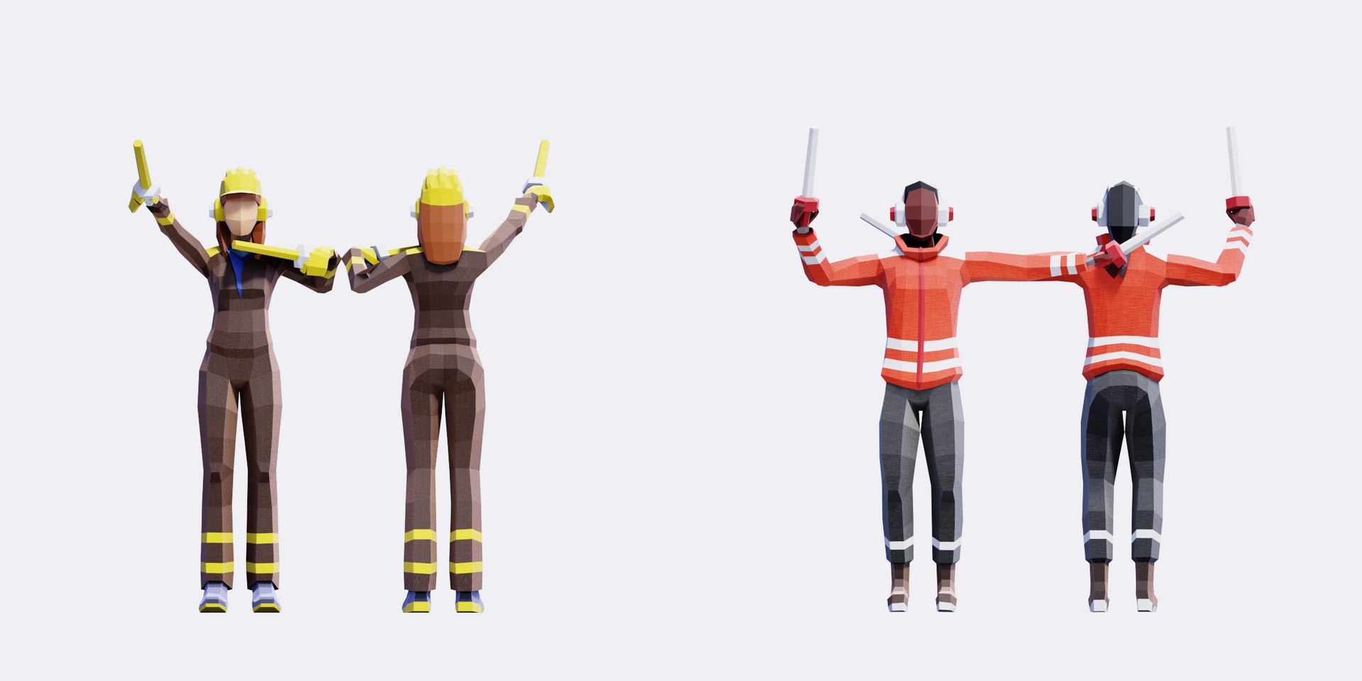 3D Model Low Poly Airport Ground Crew - TurboSquid 2124932